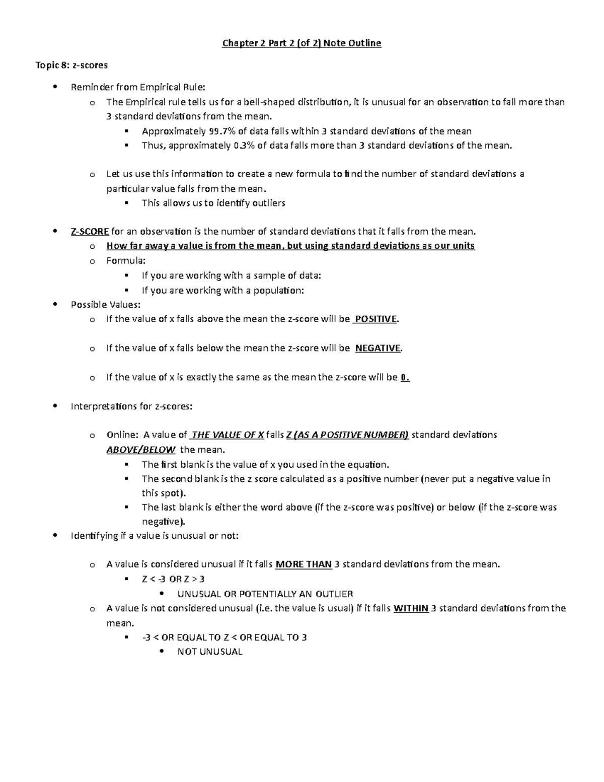 Chapter 2 Topic 8 - Lecture notes from slides as well as verbal ...