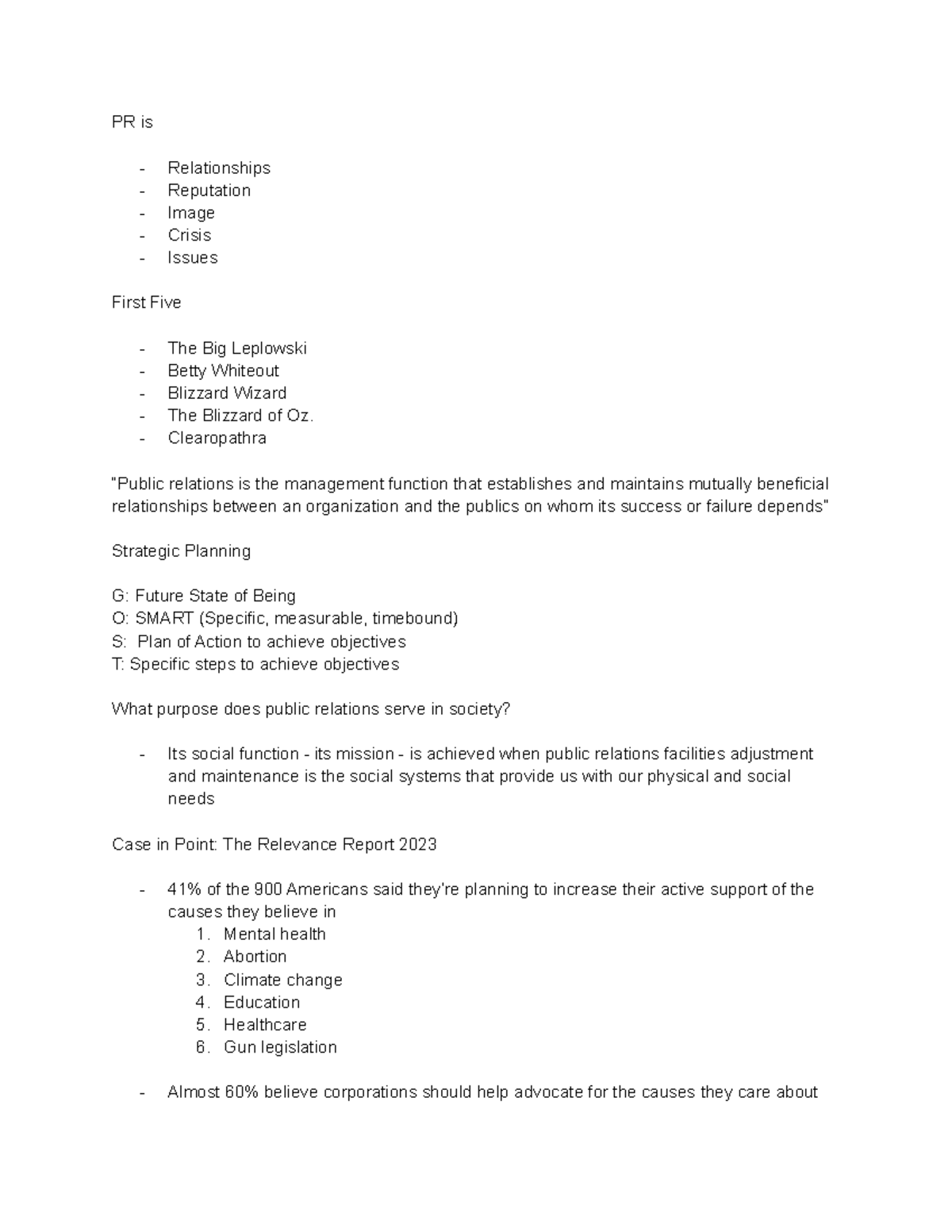 PRSC 2310 notes - PR is - Relationships - ReputationImage ...