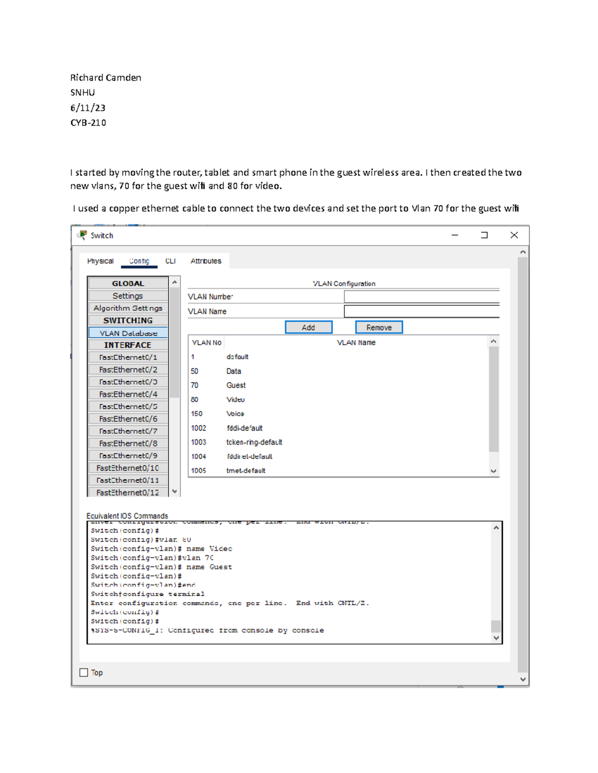 CYB-210 Project One - Richard Camden SNHU 6/11/ CYB- I started by ...