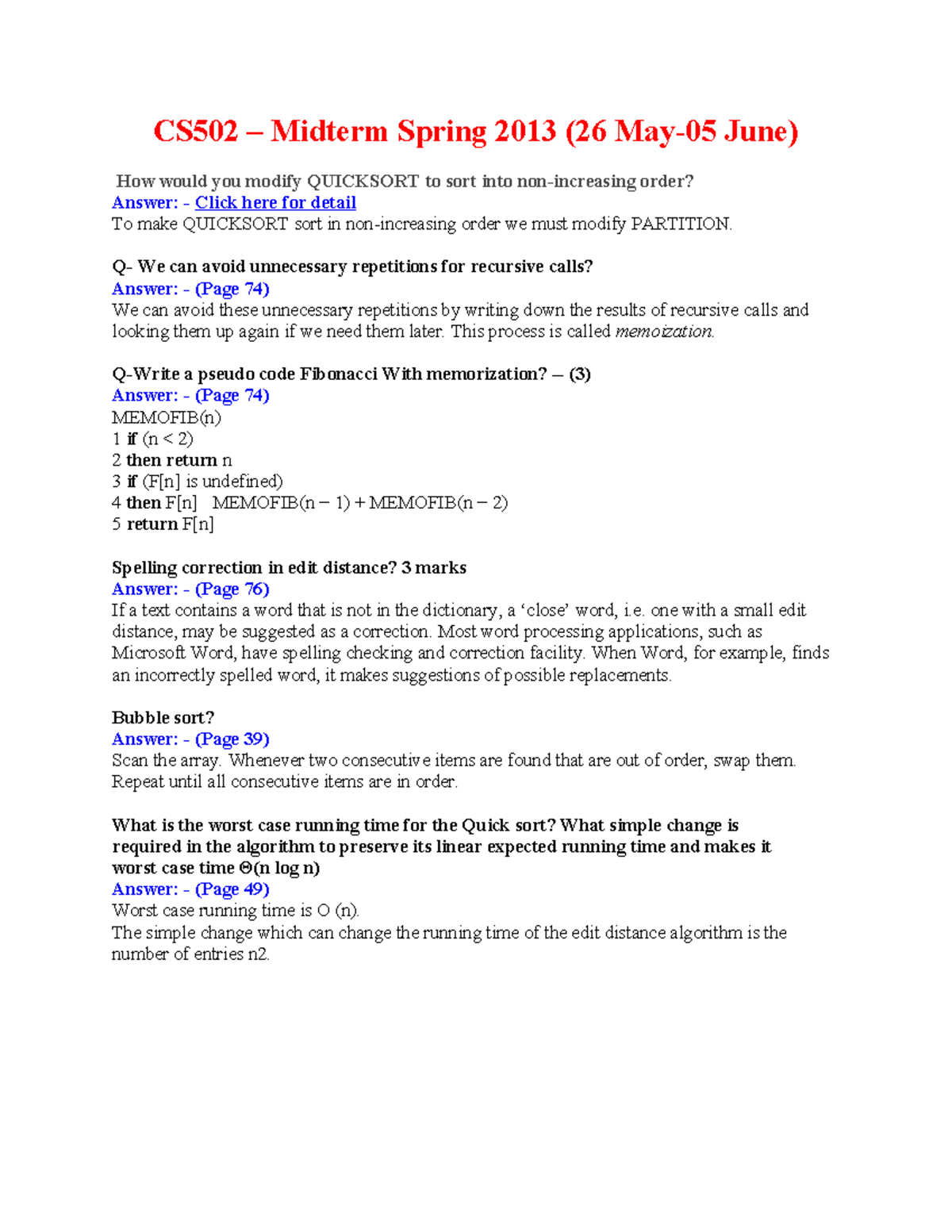 CS502 Midterm Solved Subjective With References by Moaaz - CS502 – Midterm Spring 2013 (26 May ...