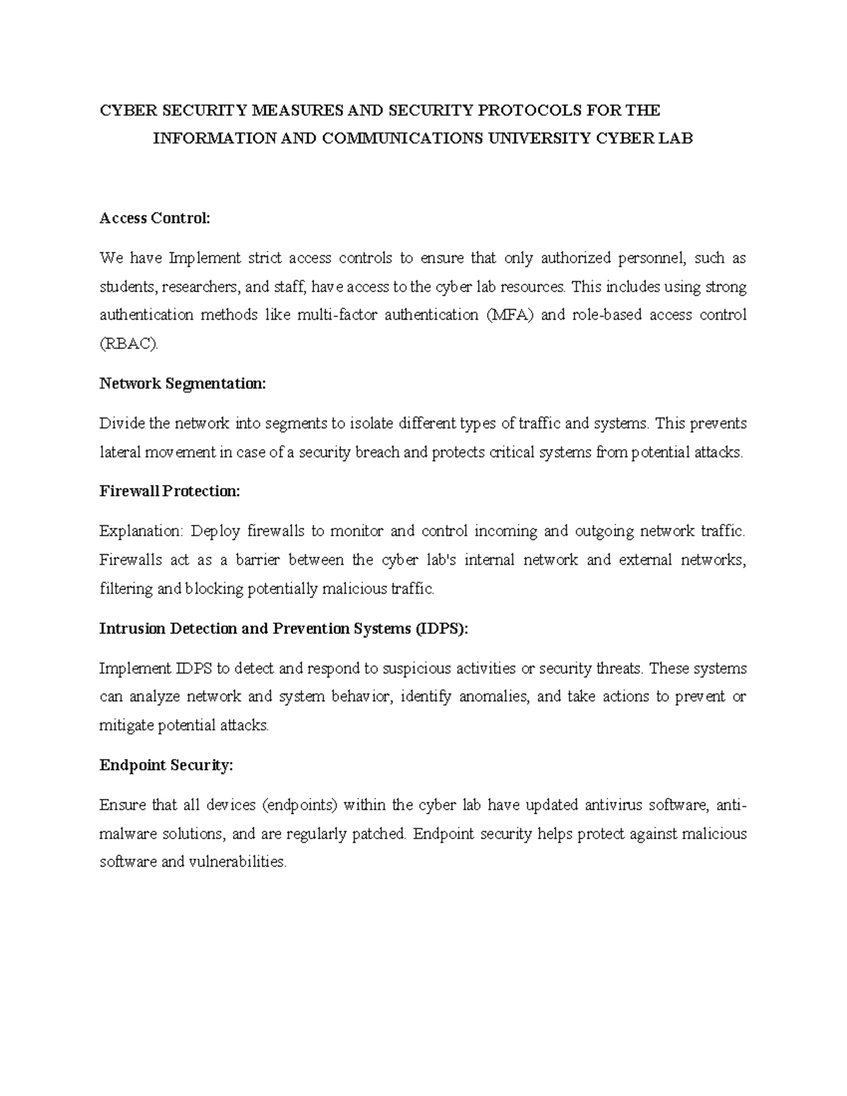 Cyber Security Measures AND Security Protocols FOR THE Information AND ...