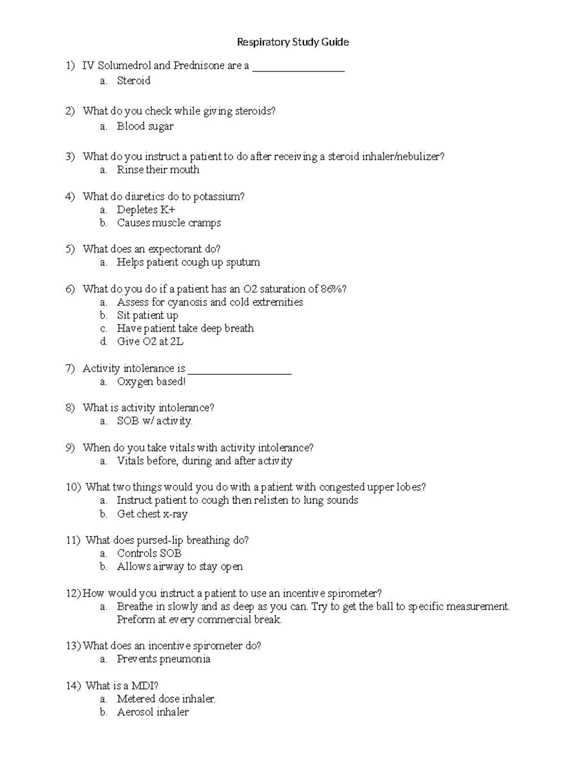 Unit 5 - Respiratory Study guide - Respiratory Study Guide IV ...