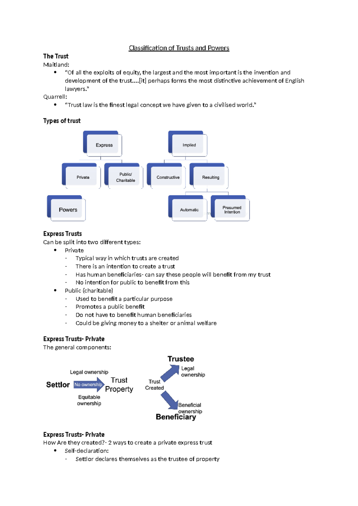 Classification of Trusts and Powers- Week 2 - Classification of Trusts ...