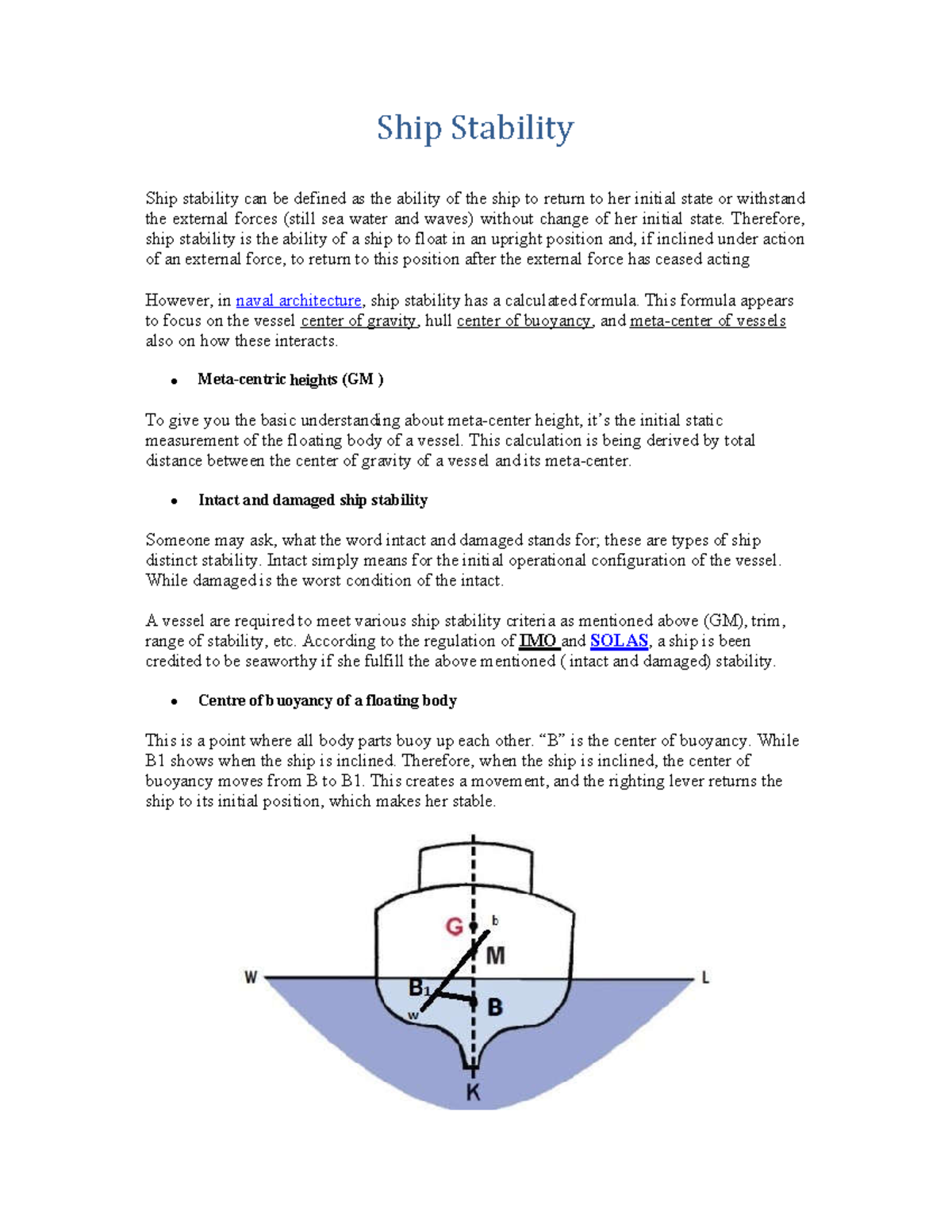 Ship Stability and Cross Curves - Ship Stability Ship stability can be ...