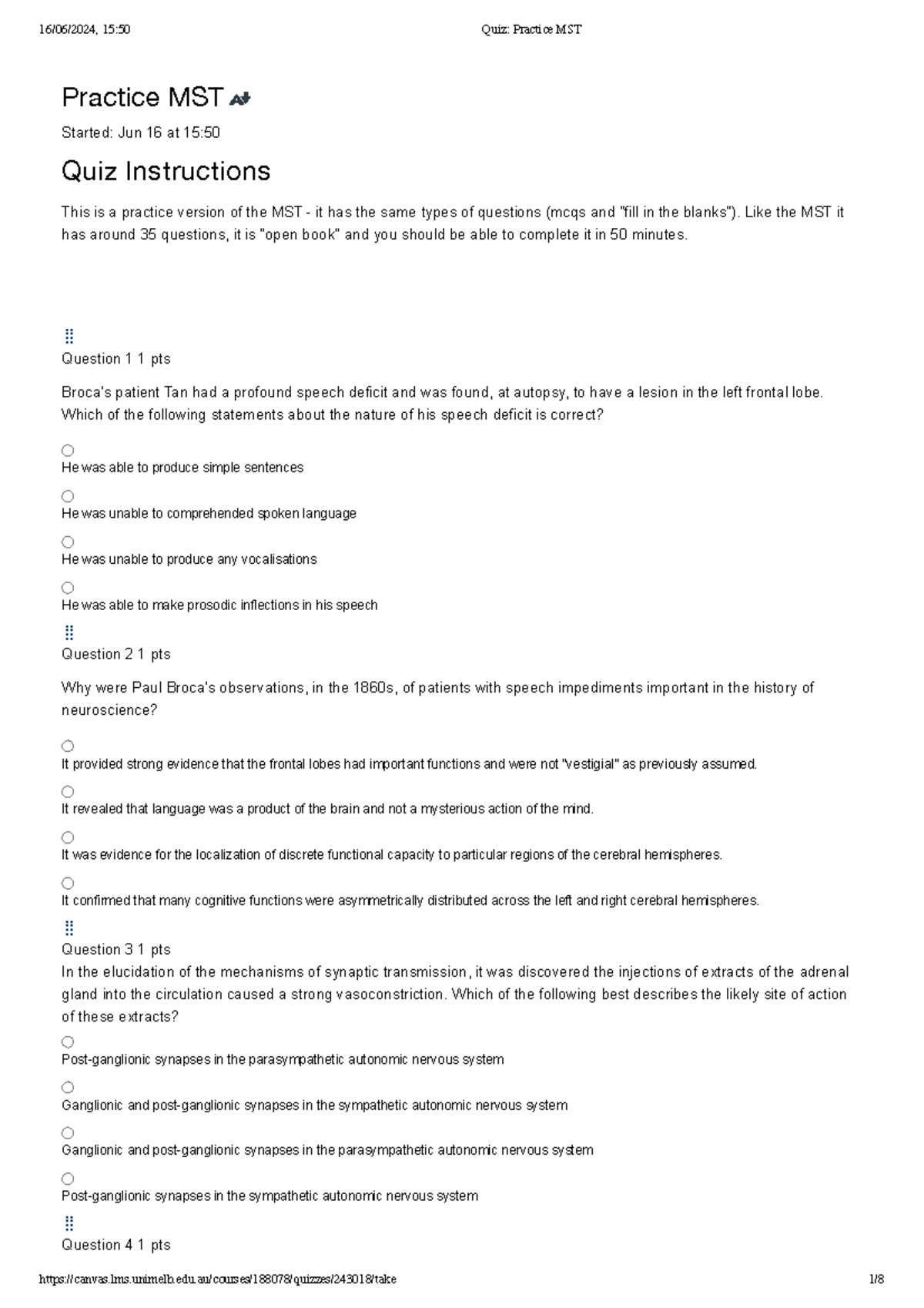 Neur Quiz Practice MST questions sem 1 2024 - no answers - Practice MST ... Neur Quiz Practice MST questions sem 1 2024 - no answers - Practice MST ...