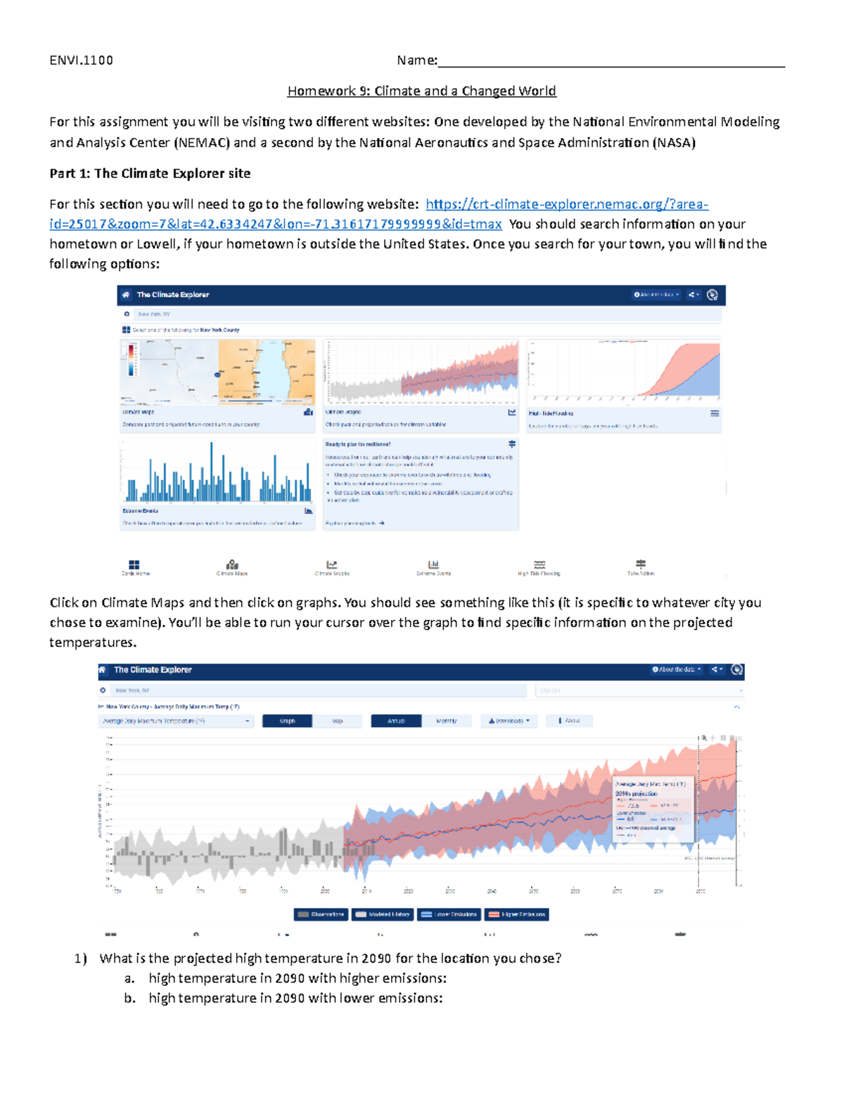 Homework 9 Climate and a Changed World - ENVI Name