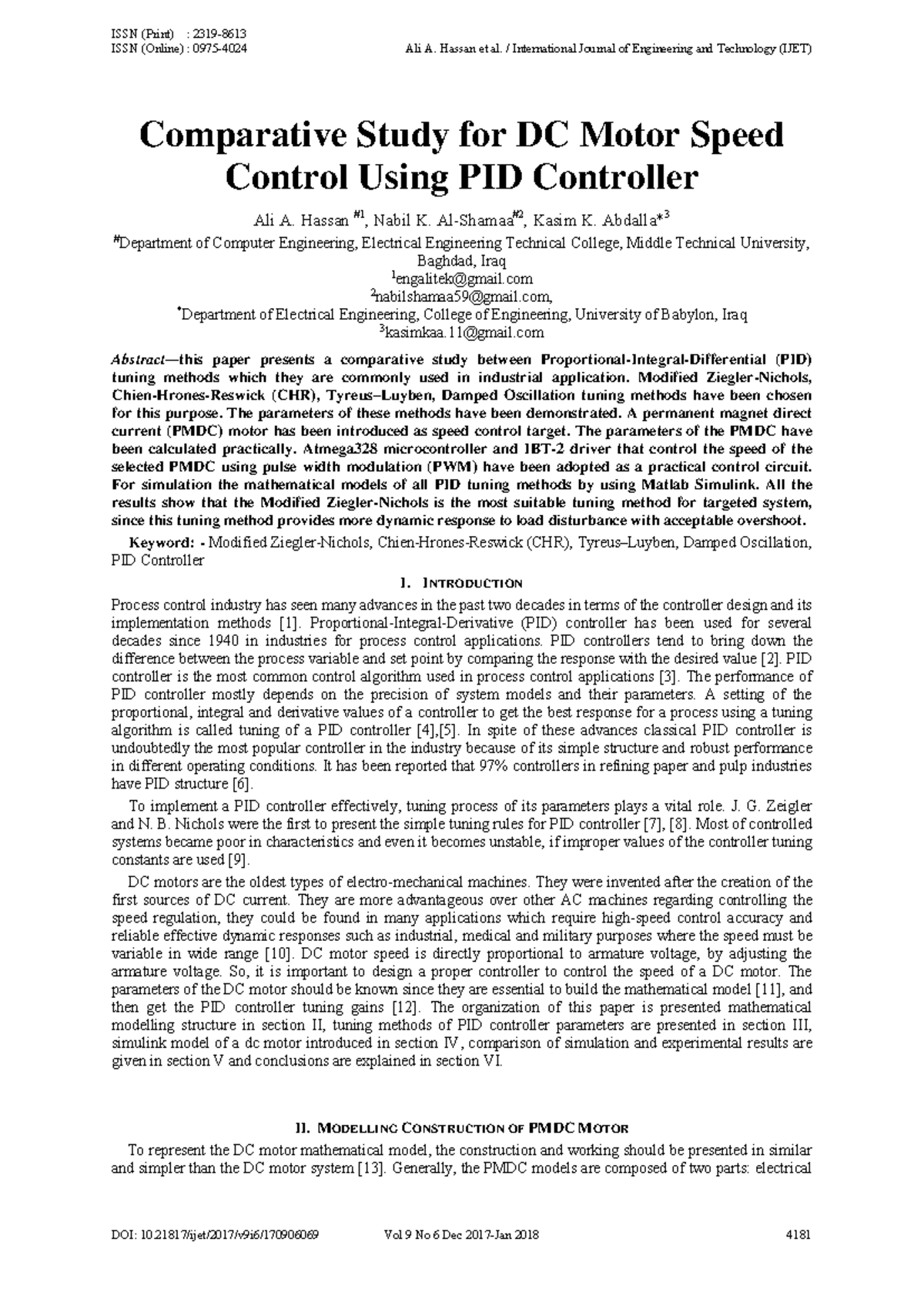 Comparative Study for DC Motor Speed Con - Comparative Study for DC ...