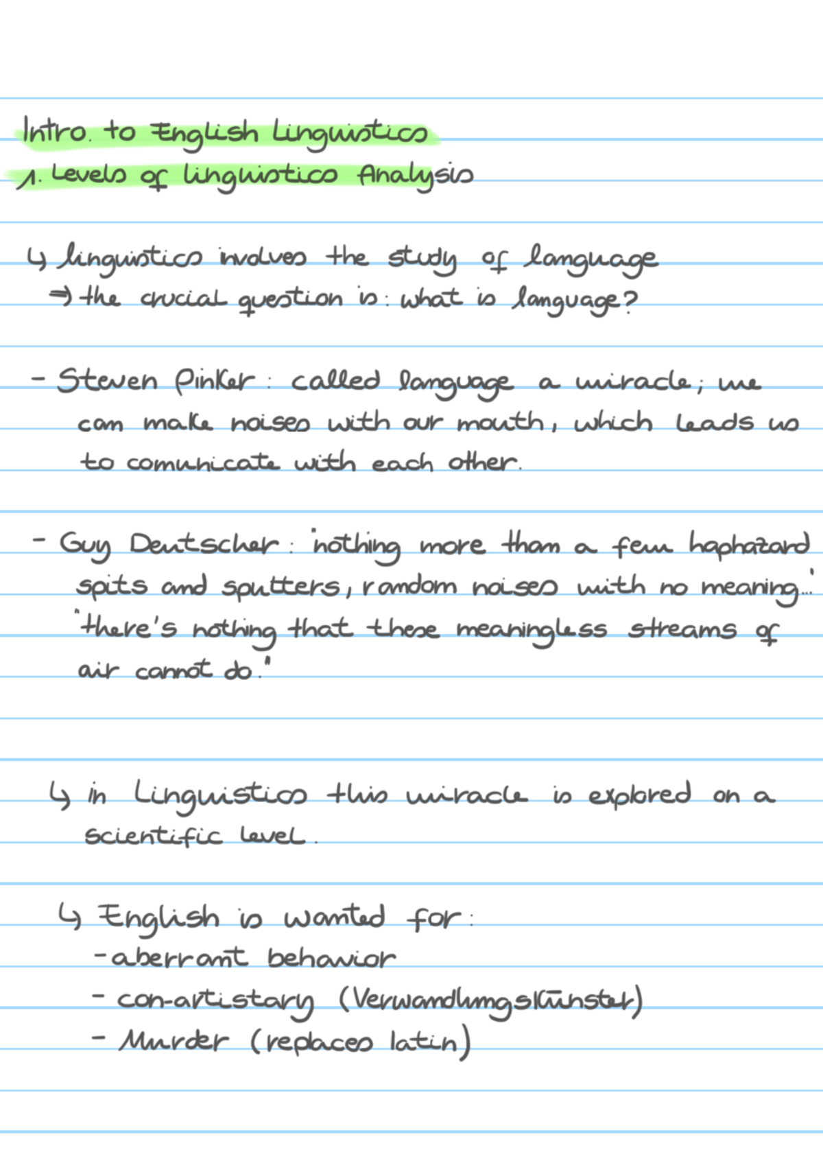 Introduction to English Linguistics 1 - Intro. to English Linguistics 1 ...