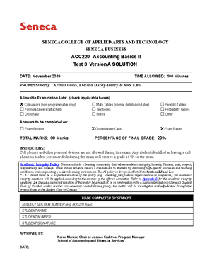 Chapter 11 - Solutions Homework from Professor - ACC 220 - Seneca ...