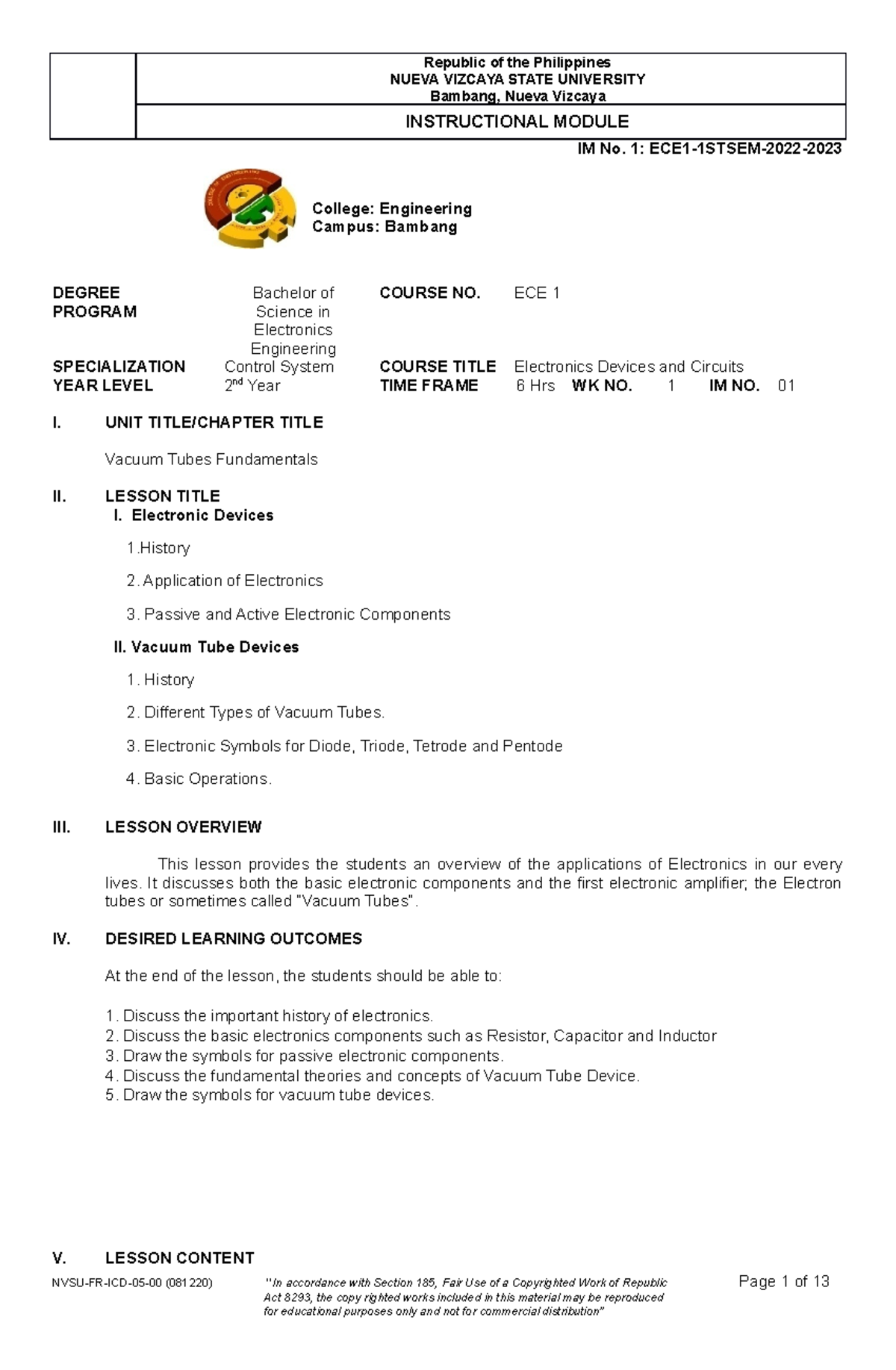 IM1-ELX-1 - This is the initial topic for the Electronics 1 subject ...