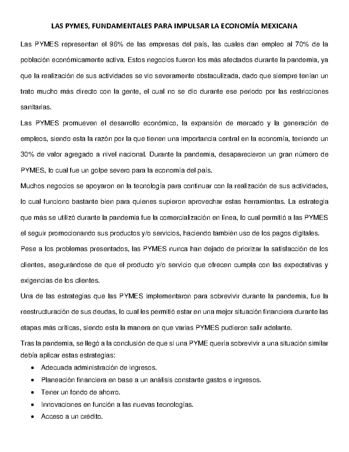 Las Pymes en la economia mexicana - LAS PYMES, FUNDAMENTALES PARA ...