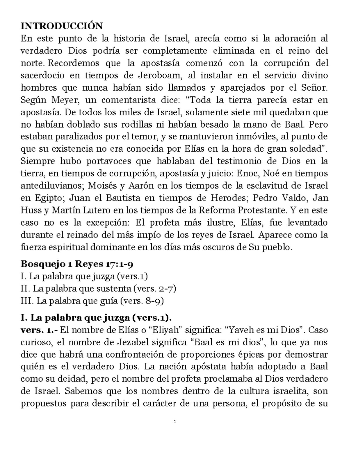 Bosquejo 1 Reyes 17 Definitivo - INTRODUCCIÓN En este punto de la ...