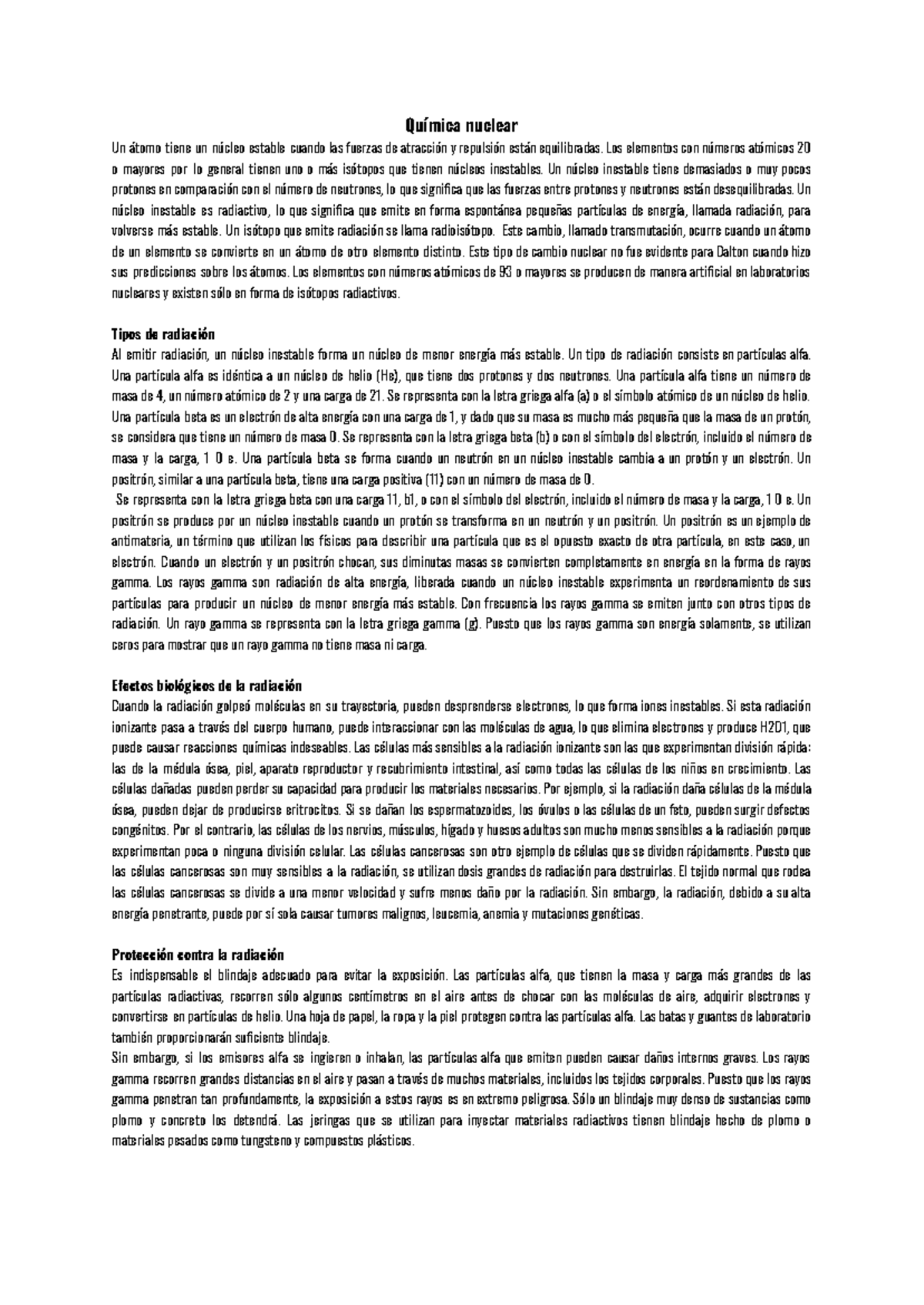 Química nuclear - Resumen - Química nuclear Un átomo tiene un núcleo ...