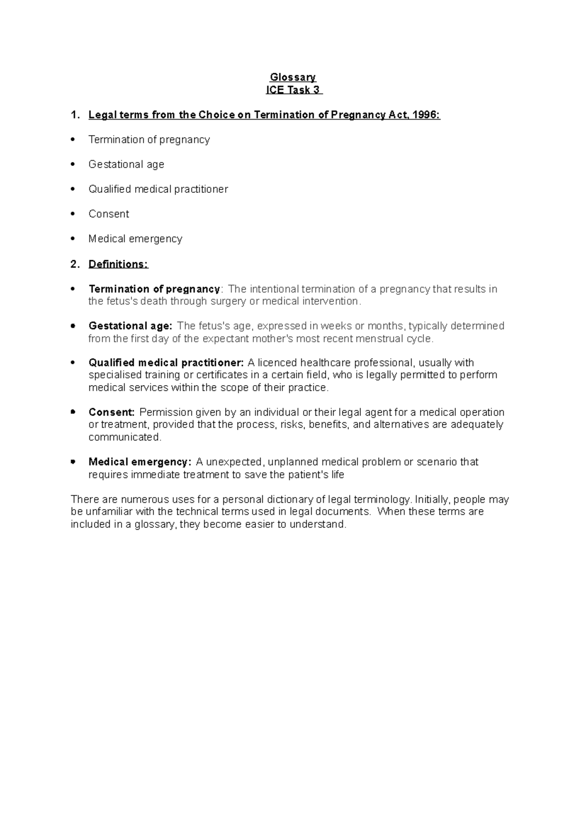 ICE TASK 3 - Work from home - Glossary ICE Task 3 Legal terms from the ...