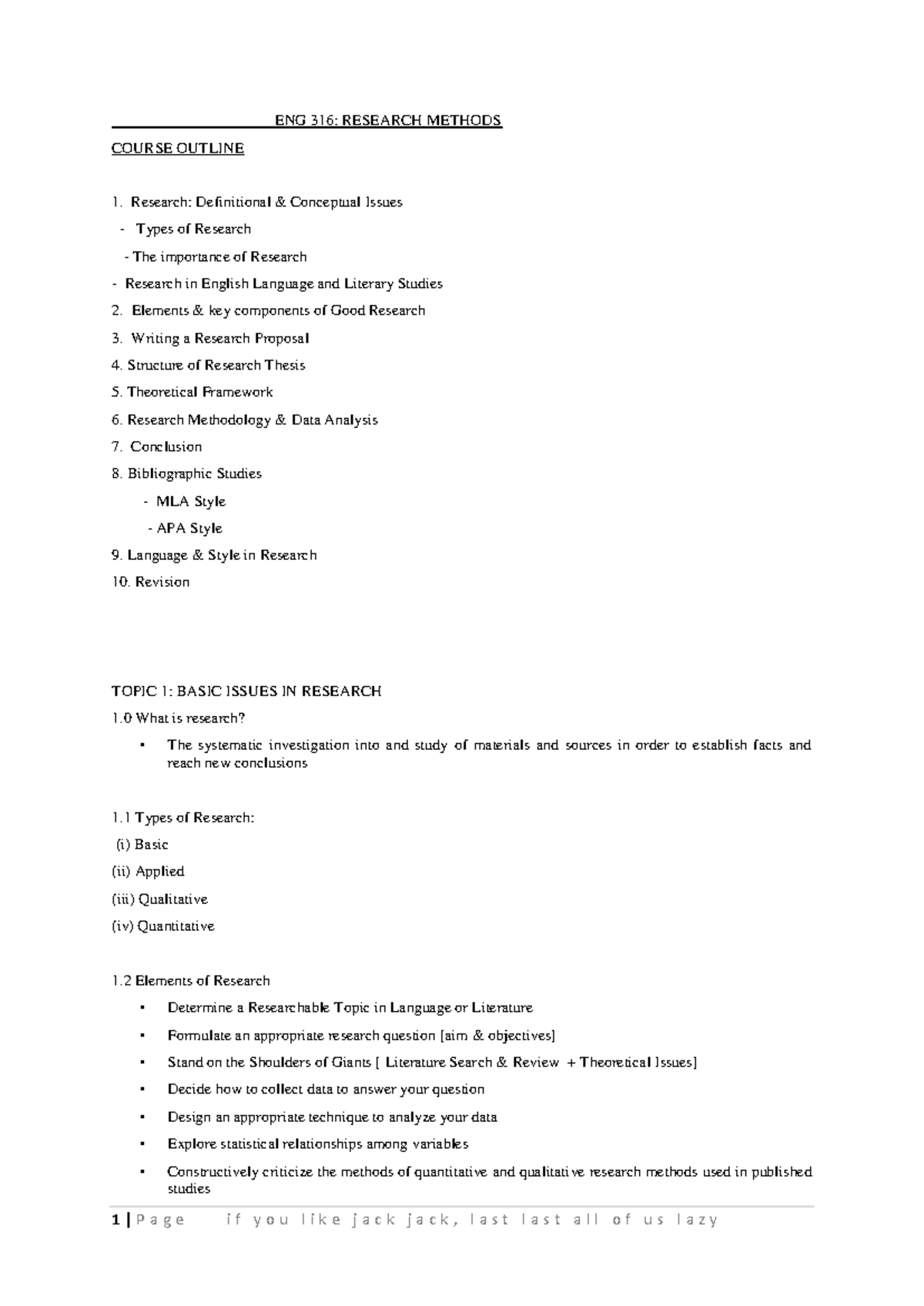 ENG 316 Research methods Final - ENG 316: RESEARCH METHODS COURSE ...