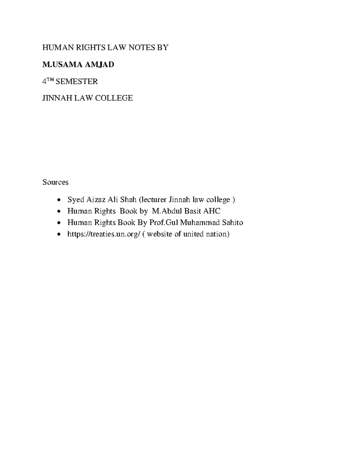 Human rights notes by usama-converted - HUMAN RIGHTS LAW NOTES BY M ...