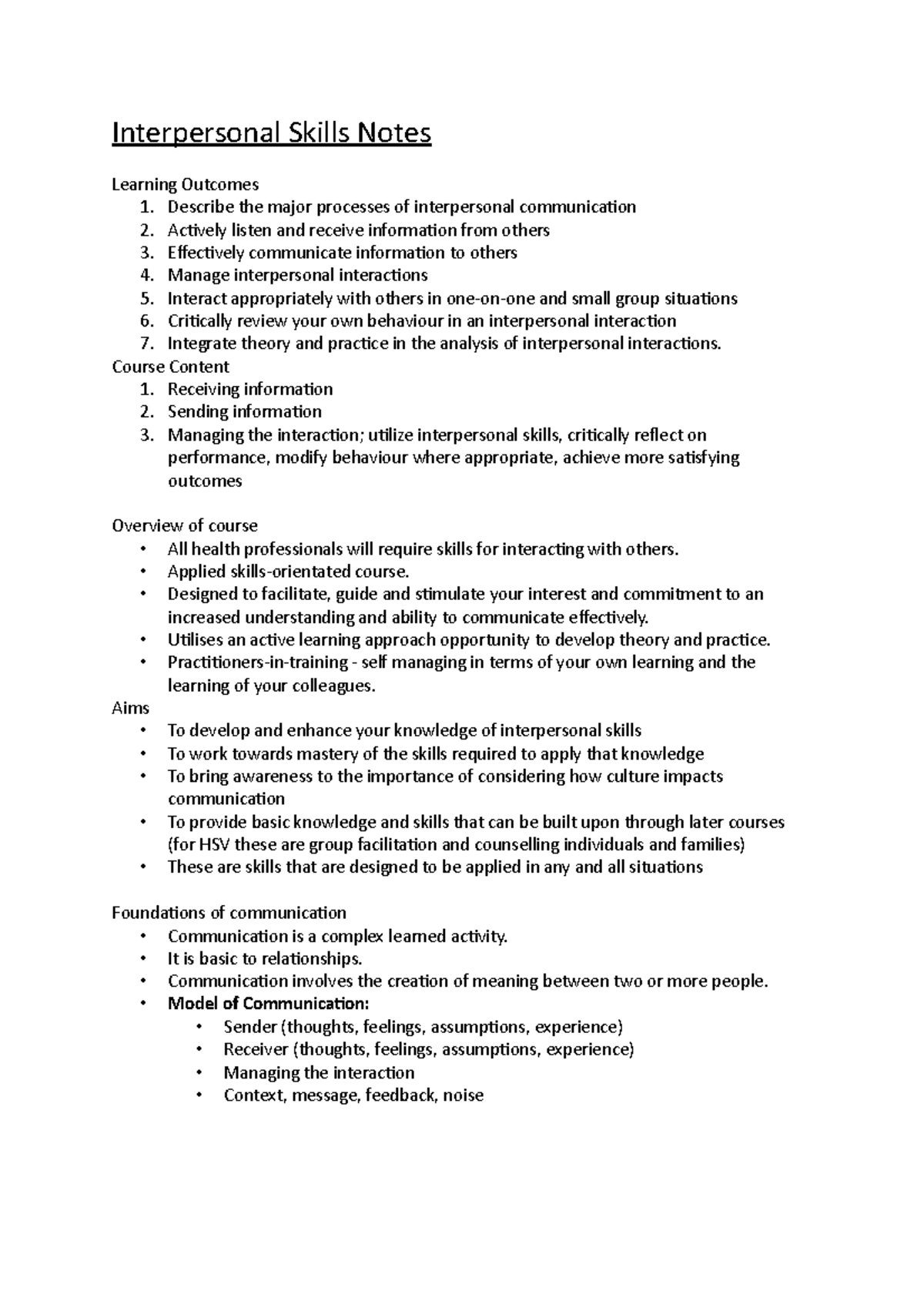 Interpersonal Skills Notes - Interpersonal Skills Notes Learning ...