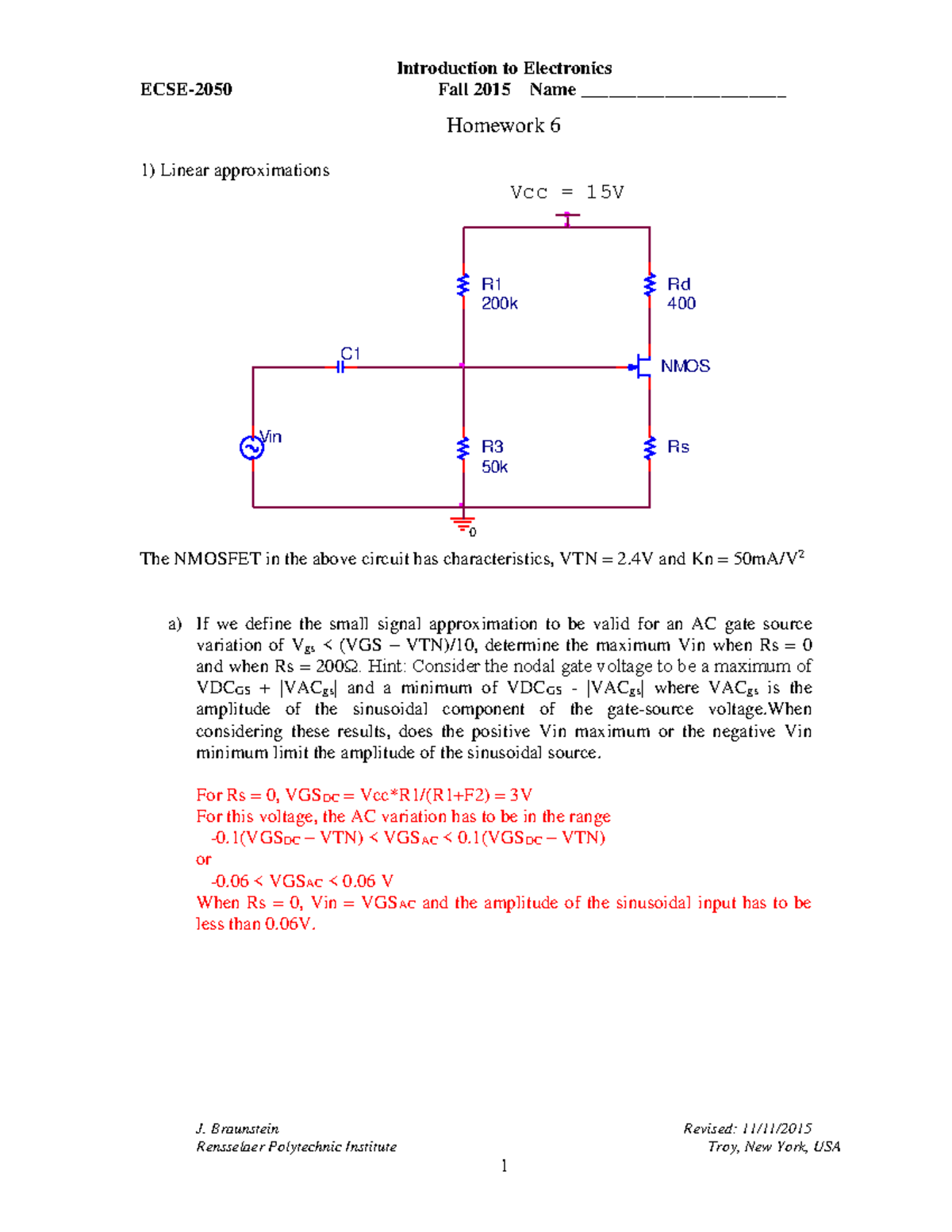 F15 HW06 solution - homework - ECSE-2050 Fall 2015 Name ______________________ J. Braunstein ...