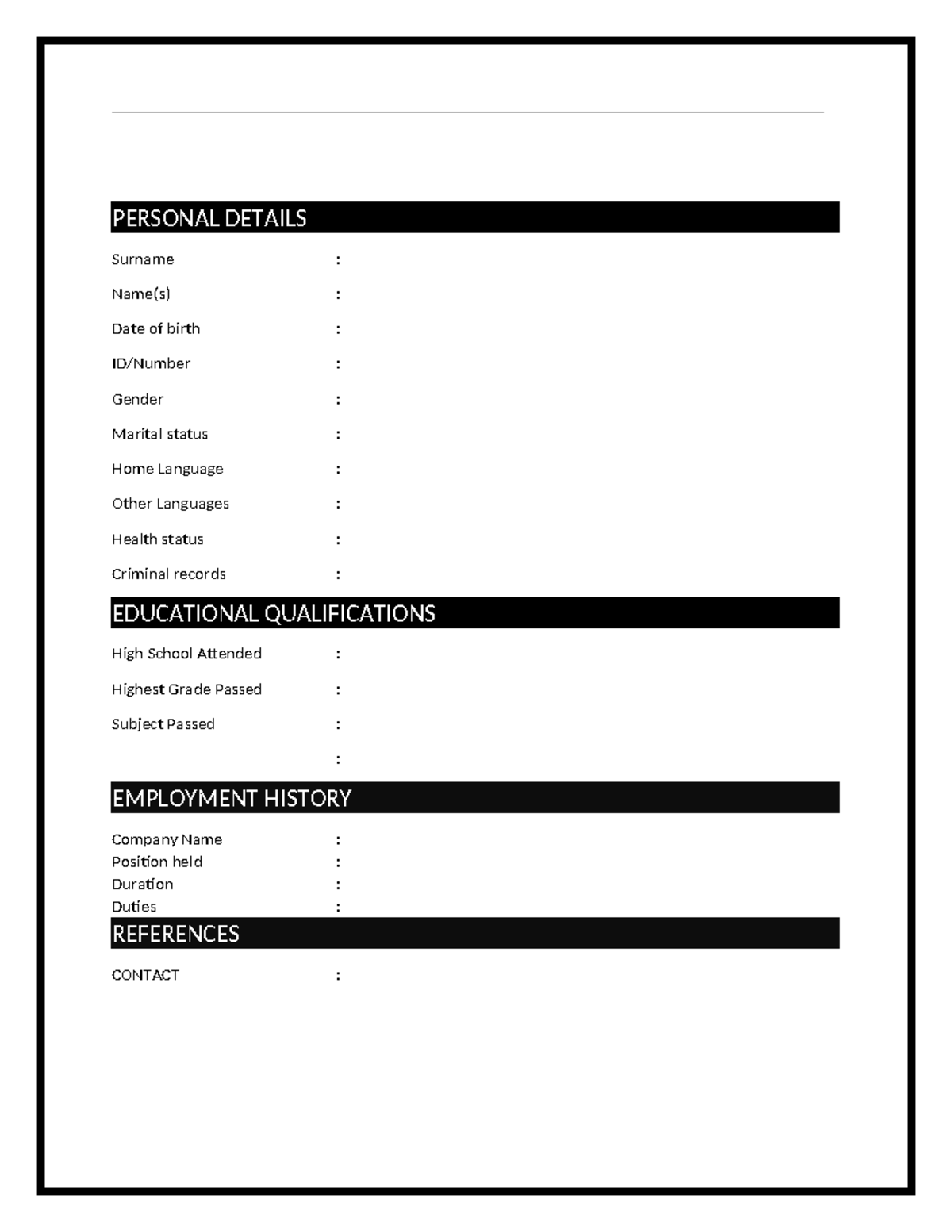 Office CV - High in helping quality - PERSONAL DETAILS Surname : Name(s ...