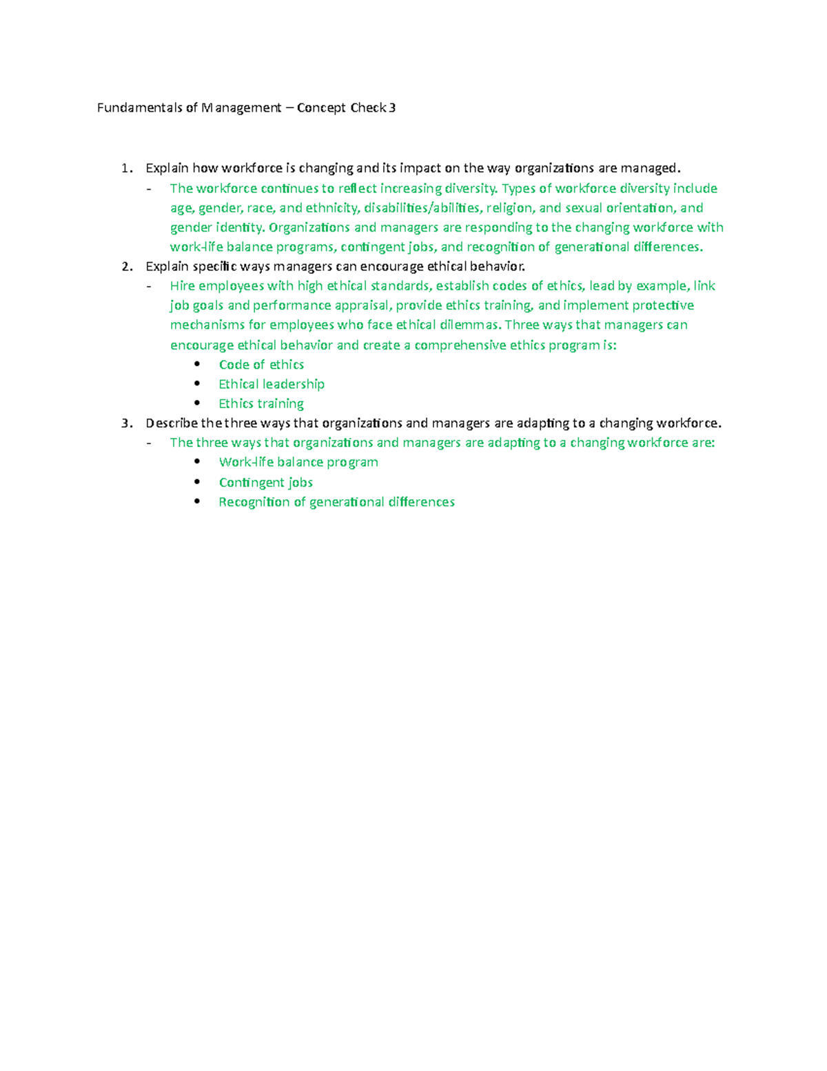 Chapter 3 - Concept Check - Fundamentals of Management – Concept Check ...