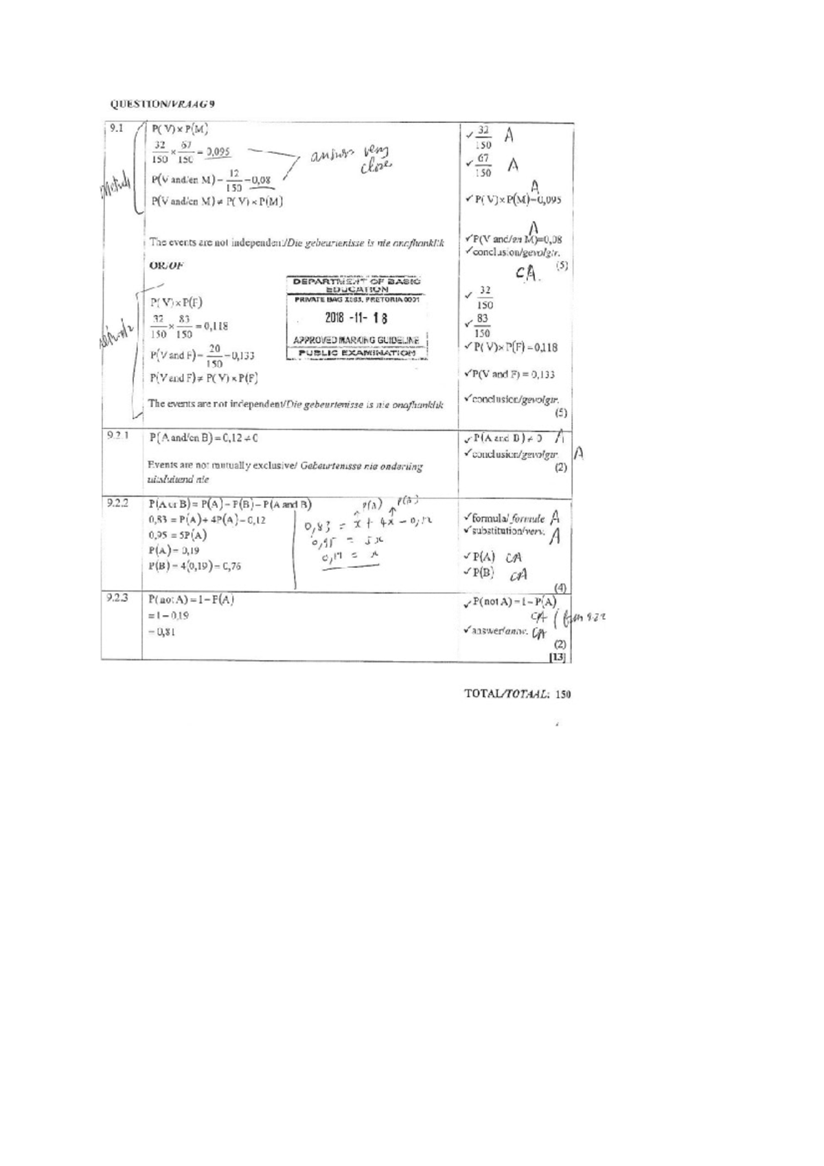 Mathematics practice for Probability and Statistics Memo - Studocu