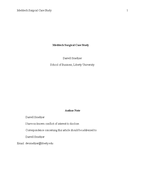 Camacho-Gil-BUSI740-Meditech Surgical, Case Study - BUSI 740 - LU - Studocu