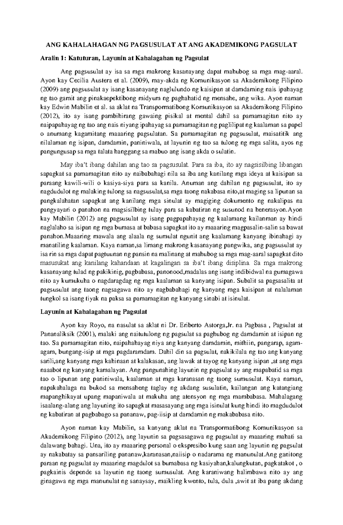 ANG Kahalahagan NG Pagsusulat AT ANG Akademikong Pagsulat - ANG ...