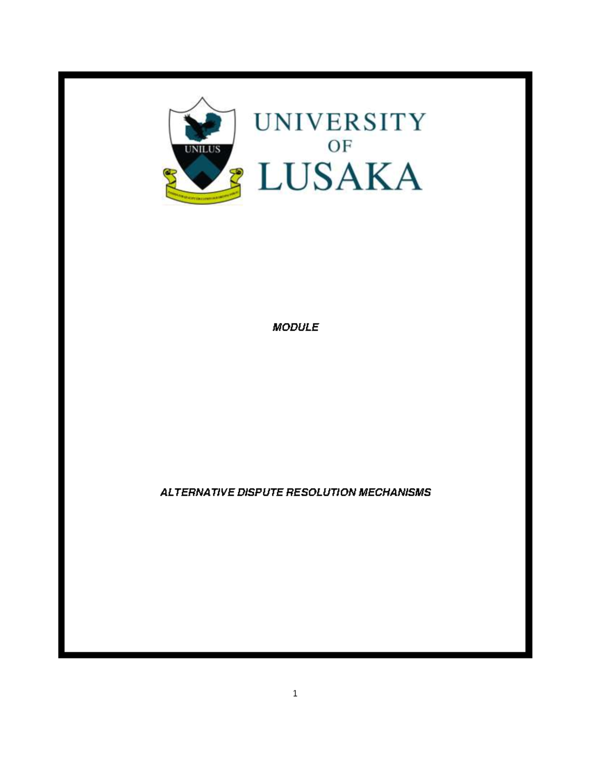 ADR Module - Unilus - this is an ADR - MODULE ALTERNATIVE DISPUTE ...