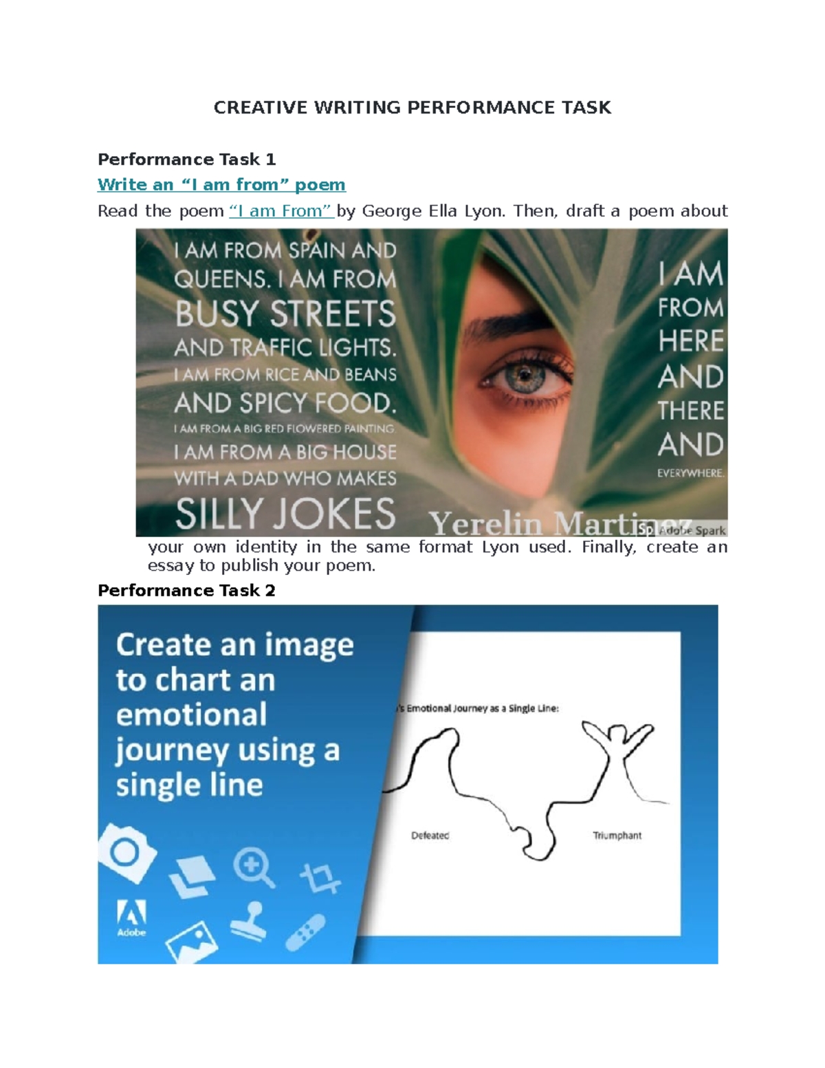 Creative Writing Performance TASK - MAED, English - Studocu