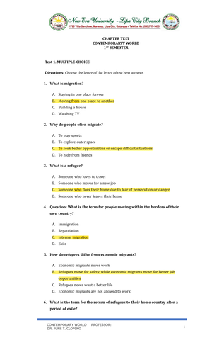 sample test UTS - UNDERSTANDING THE SELF 1 CHAPTER TEST UNDERSTANDING ...