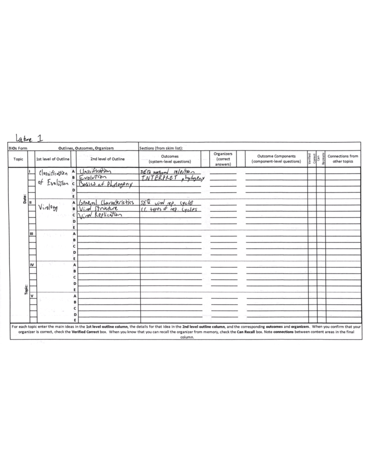 LECTURE 1 BIOS FORM - 01:119:116 - Studocu