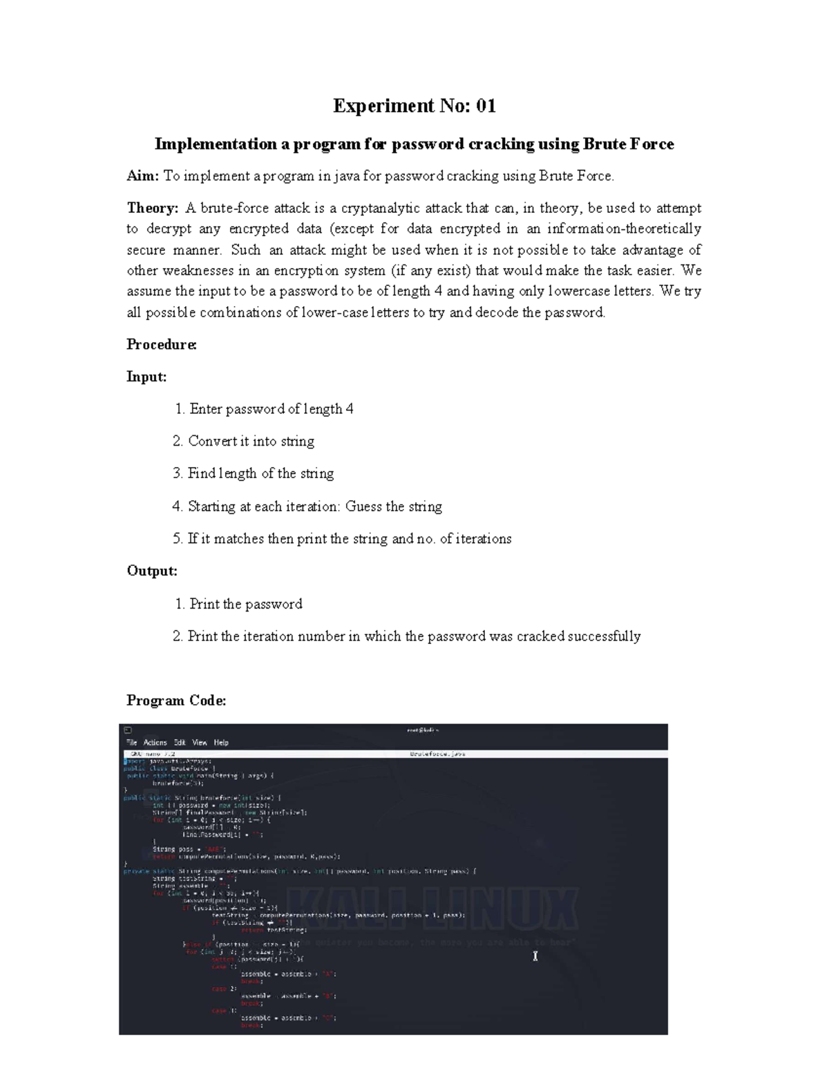 Ayush CSS EXP1-10 - Experiment No: 01 Implementation a program for password cracking using Brute ...