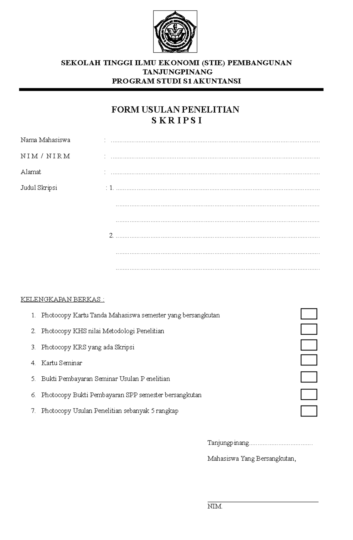 FORM Usulan UP tanjungpinang kepulauan tiau tanjungpinang yang ...