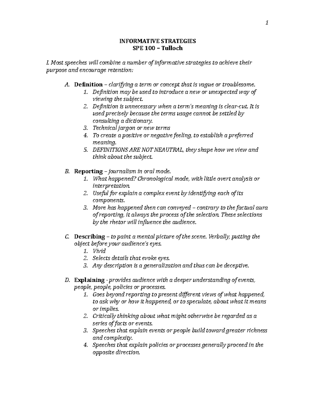 Informative Strategies - INFORMATIVE STRATEGIES SPE 100 – Tulloch I ...