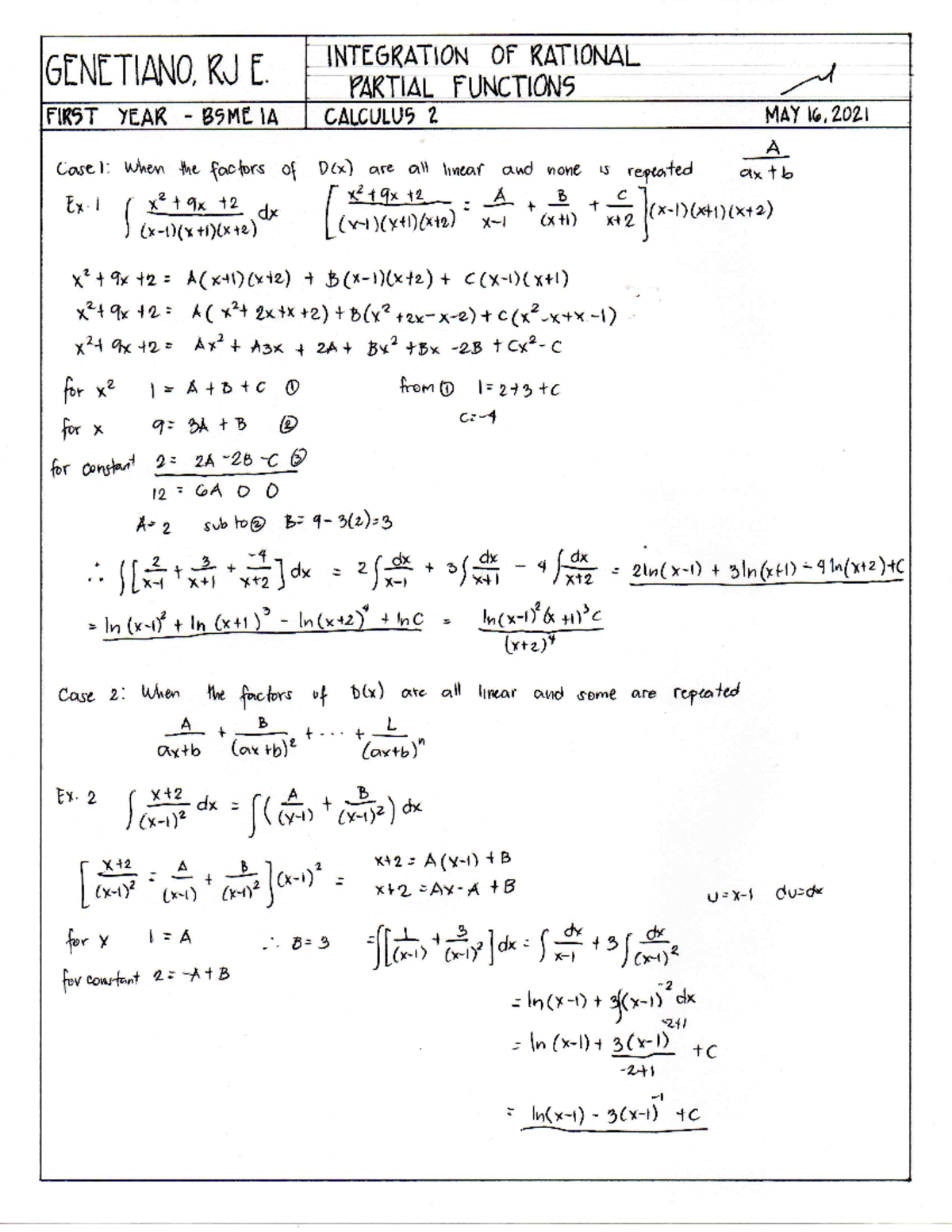 Integration of Rational Partial Functions - Mechanical Engineering ...