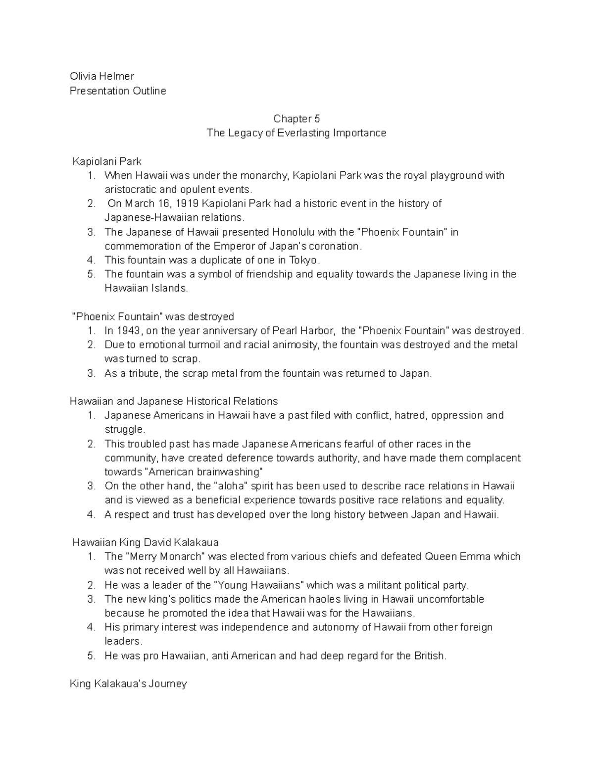 Chapter 5 Outline - Olivia Helmer Presentation Outline Chapter 5 The ...