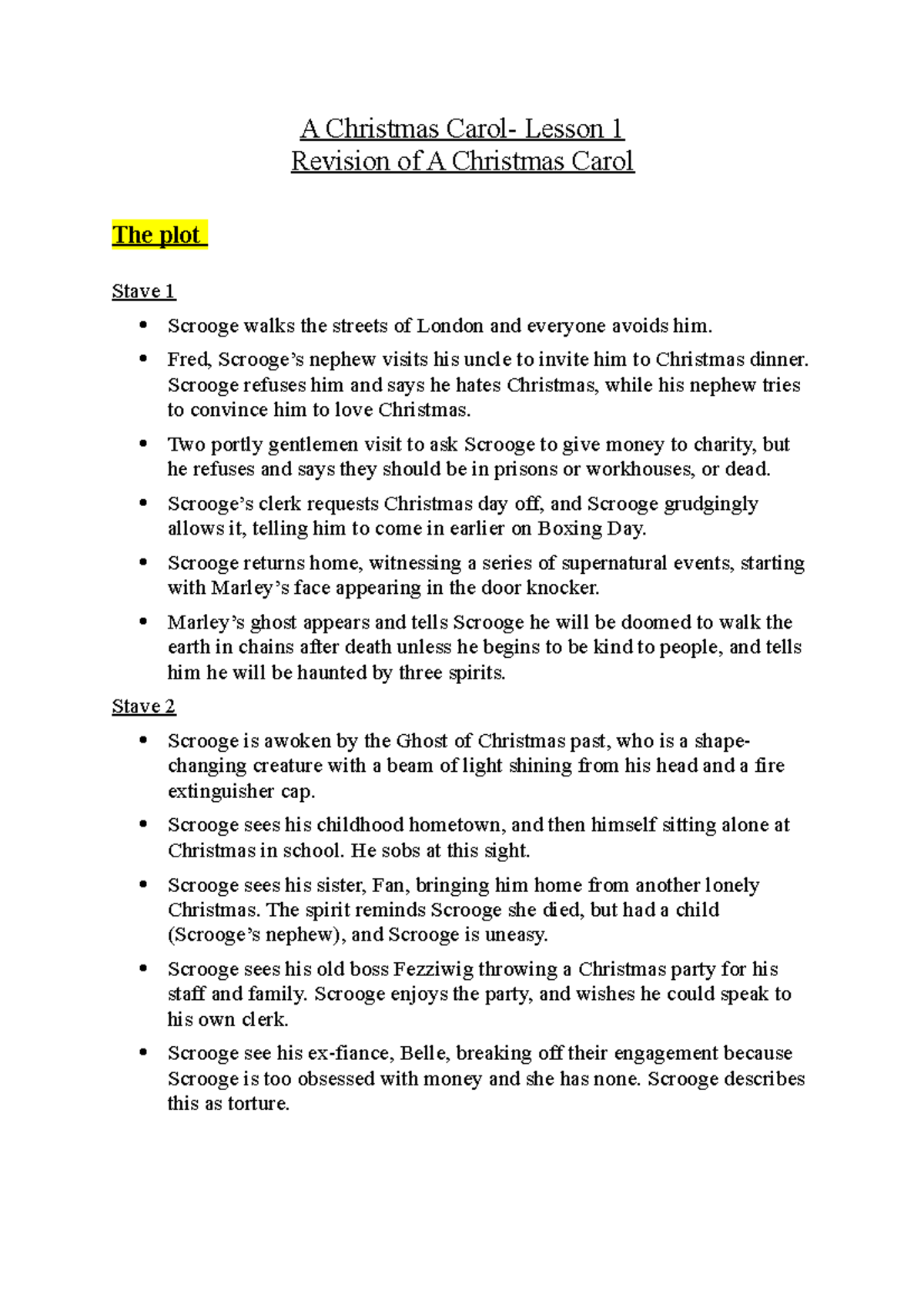 A Christmas Carol Lesson 1 - Fred, Scrooge’s nephew visits his uncle to ...