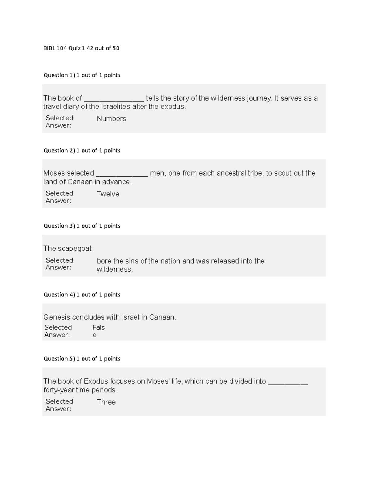 BIBL 104 Quiz 1 - Questions and answers for Chapter 1 - BIBL 104 Quiz 1 ...