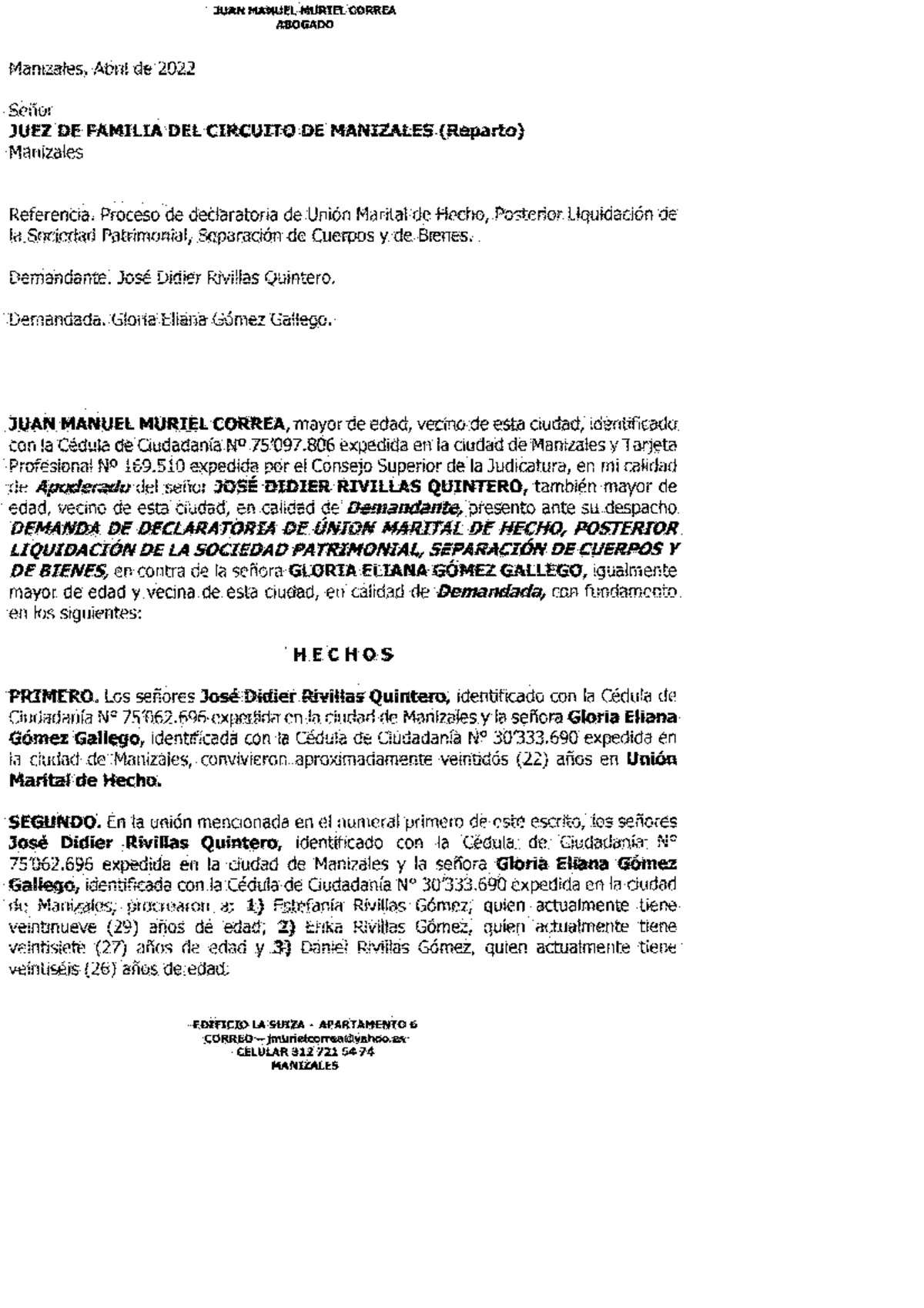 Demanda - Derecho - Studocu