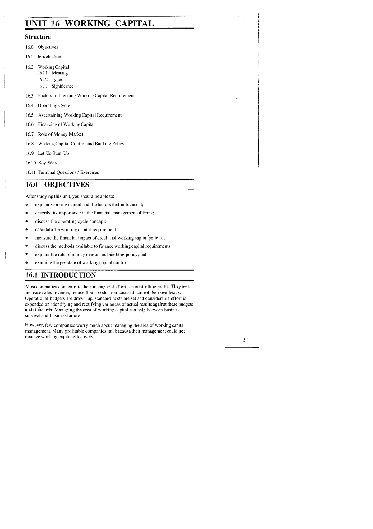 Block-5 - Text Book - UNIT 16 WORKING CAPITAL Structure 16 Objectives 16 Introcluction I 16 ...