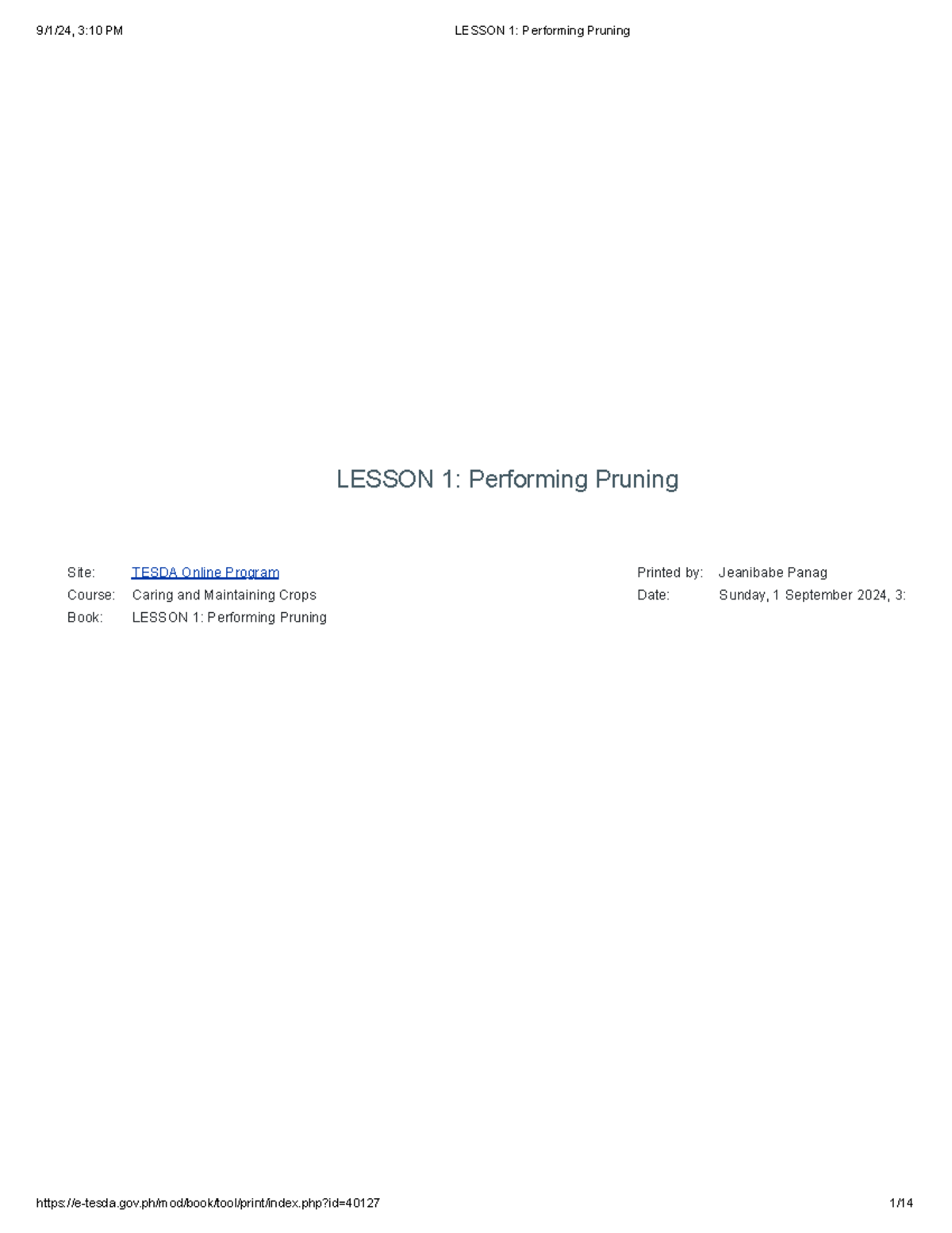 Lesson 1 Performing Pruning - LESSON 1: Performing Pruning Site: TESDA ...