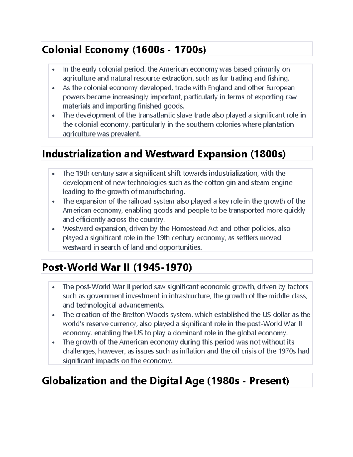 History of American Economy - Colonial Economy (1600s - 1700s) • In the ...