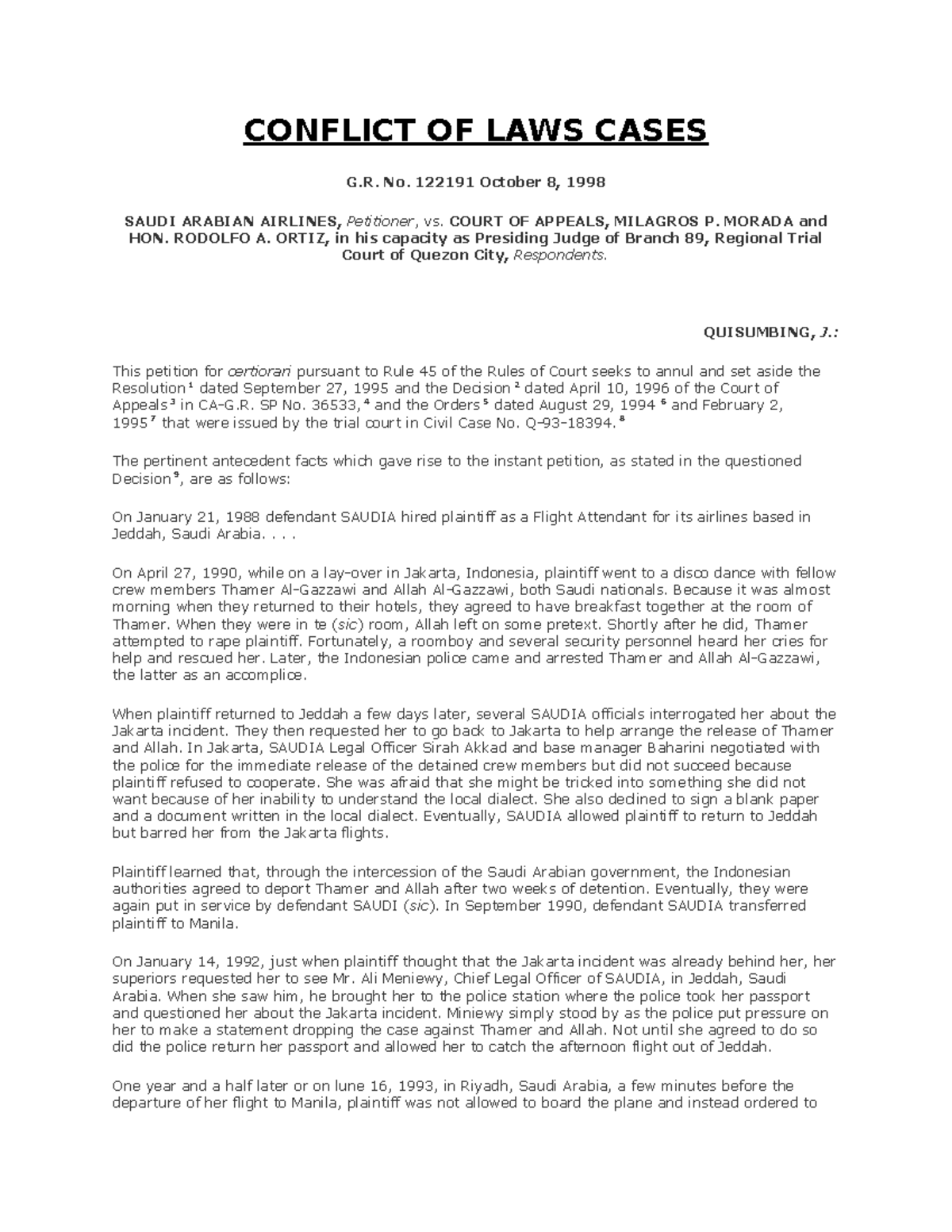 Conflict OF LAWS Cases - Political Dynamics - Studocu