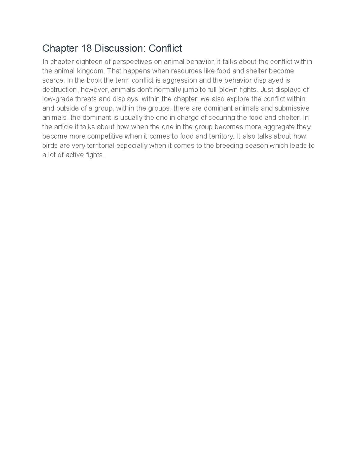 Chapter 18 Discussion Conflict - Chapter 18 Discussion: Conflict In ...