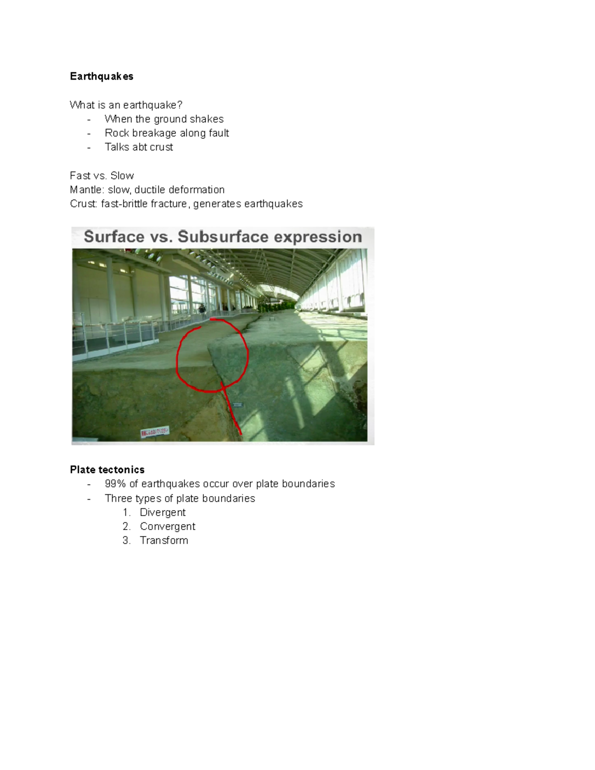 ATOC notes - Earthquakes What is an earthquake? - When the ground ...