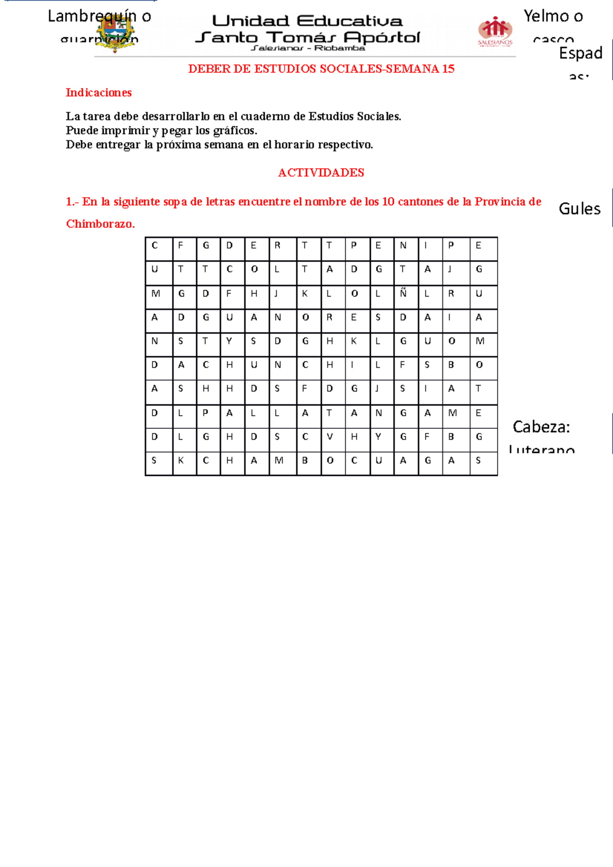 Tarea EN CASA- EESS-SEM 22 toq Fb Ds - DEBER DE ESTUDIOS SOCIALES-SEMANA 15 Indicaciones La ...