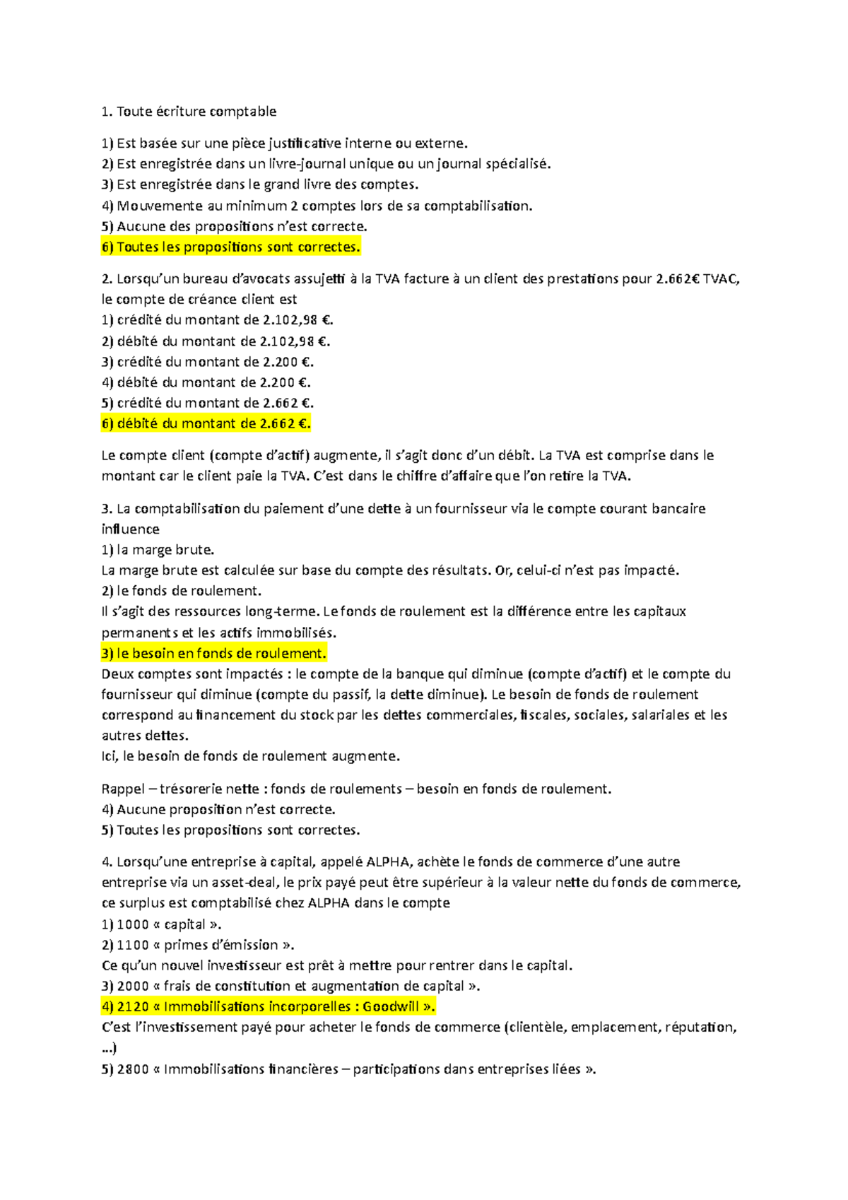 QCM - Correction de la partie théorique de l'examen blanc - Toute ...