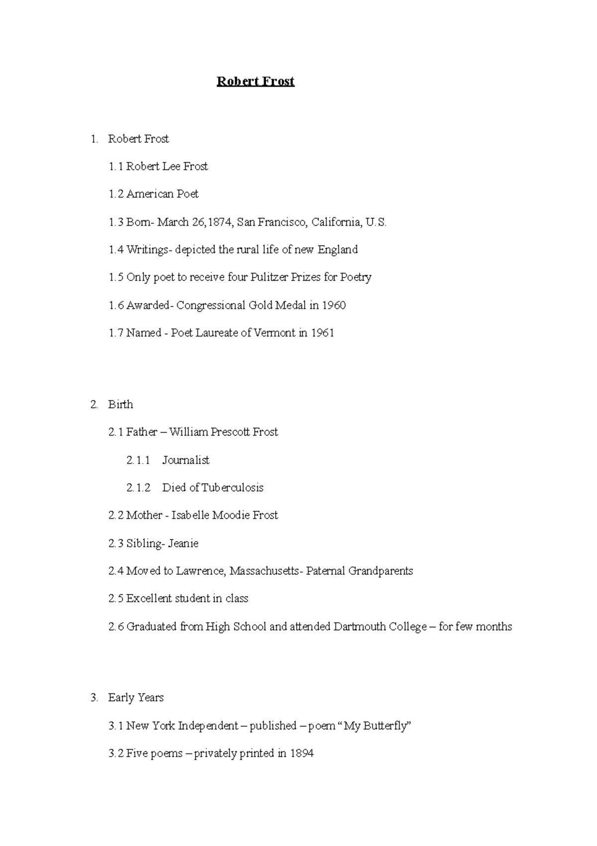 Robert Frost - Robert Frost Robert Frost 1 Robert Lee Frost 1 American ...