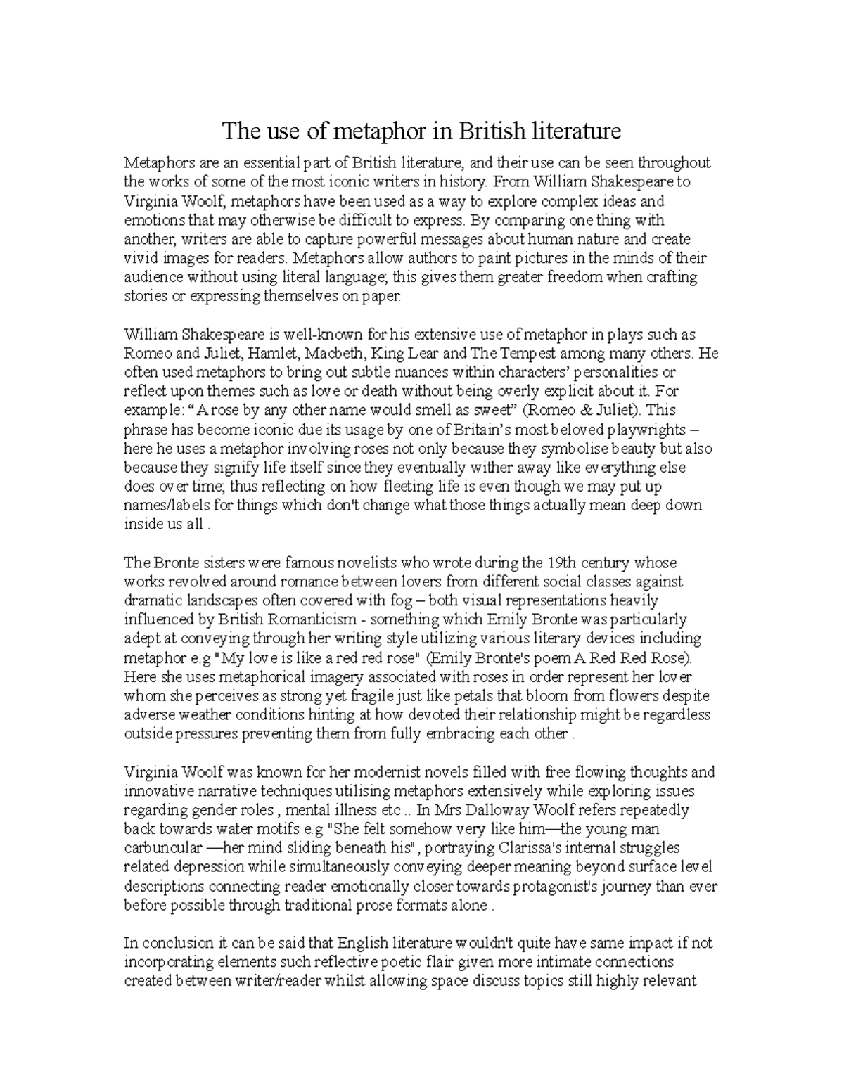 British Literature - From William Shakespeare to Virginia Woolf ...