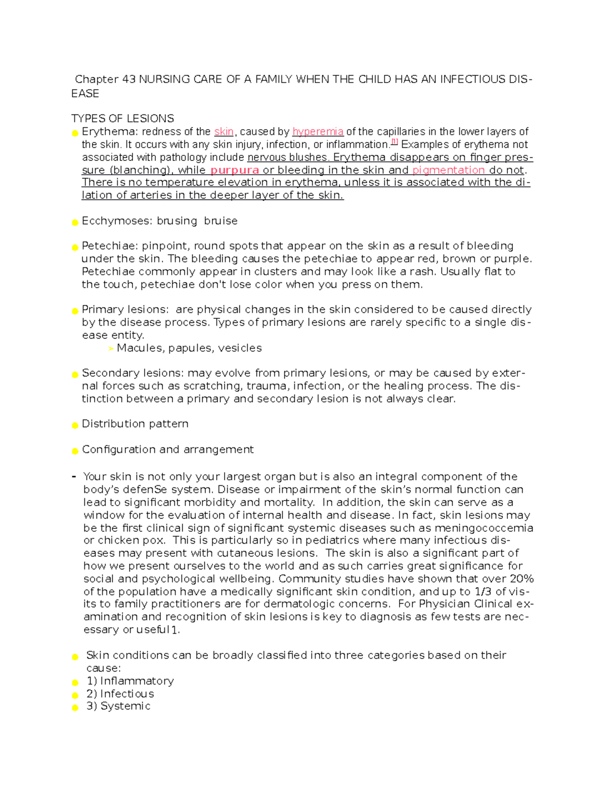 Skin notes - Chapter 43 NURSING CARE OF A FAMILY WHEN THE CHILD HAS AN ...